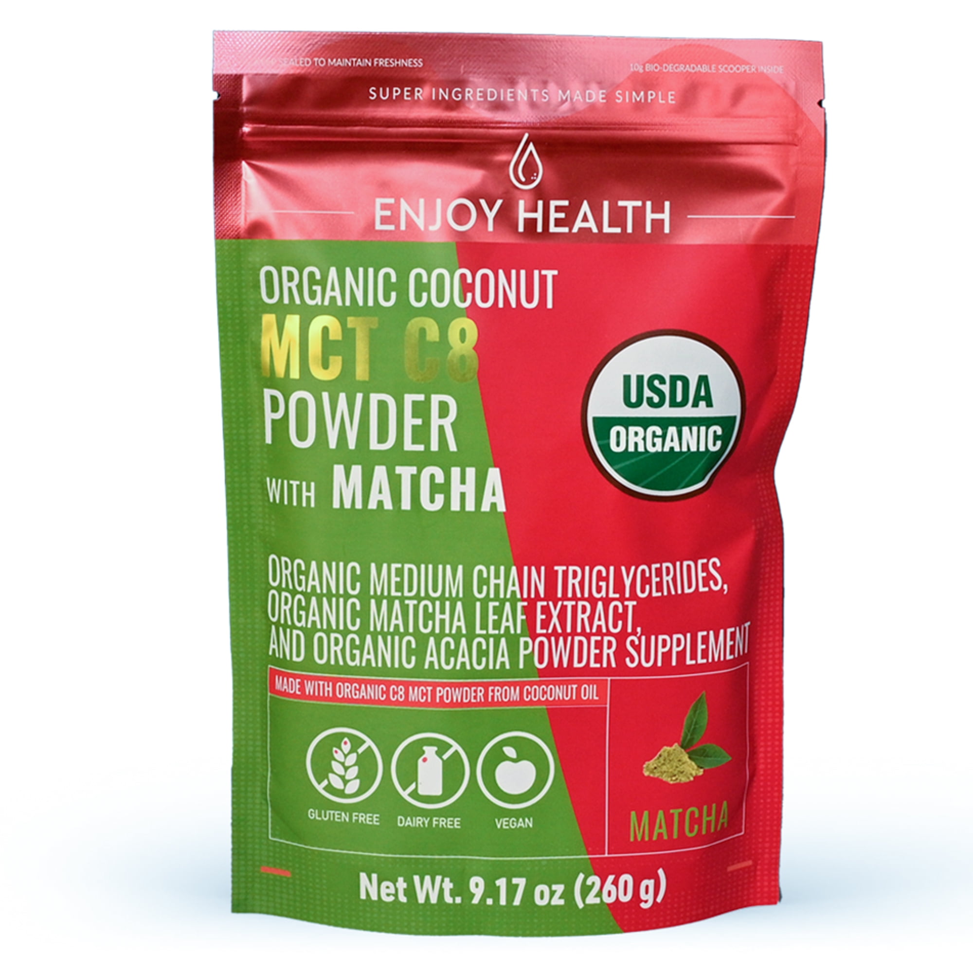 Organic mct C8 Powder with Matcha and Acacia - Walmart.com