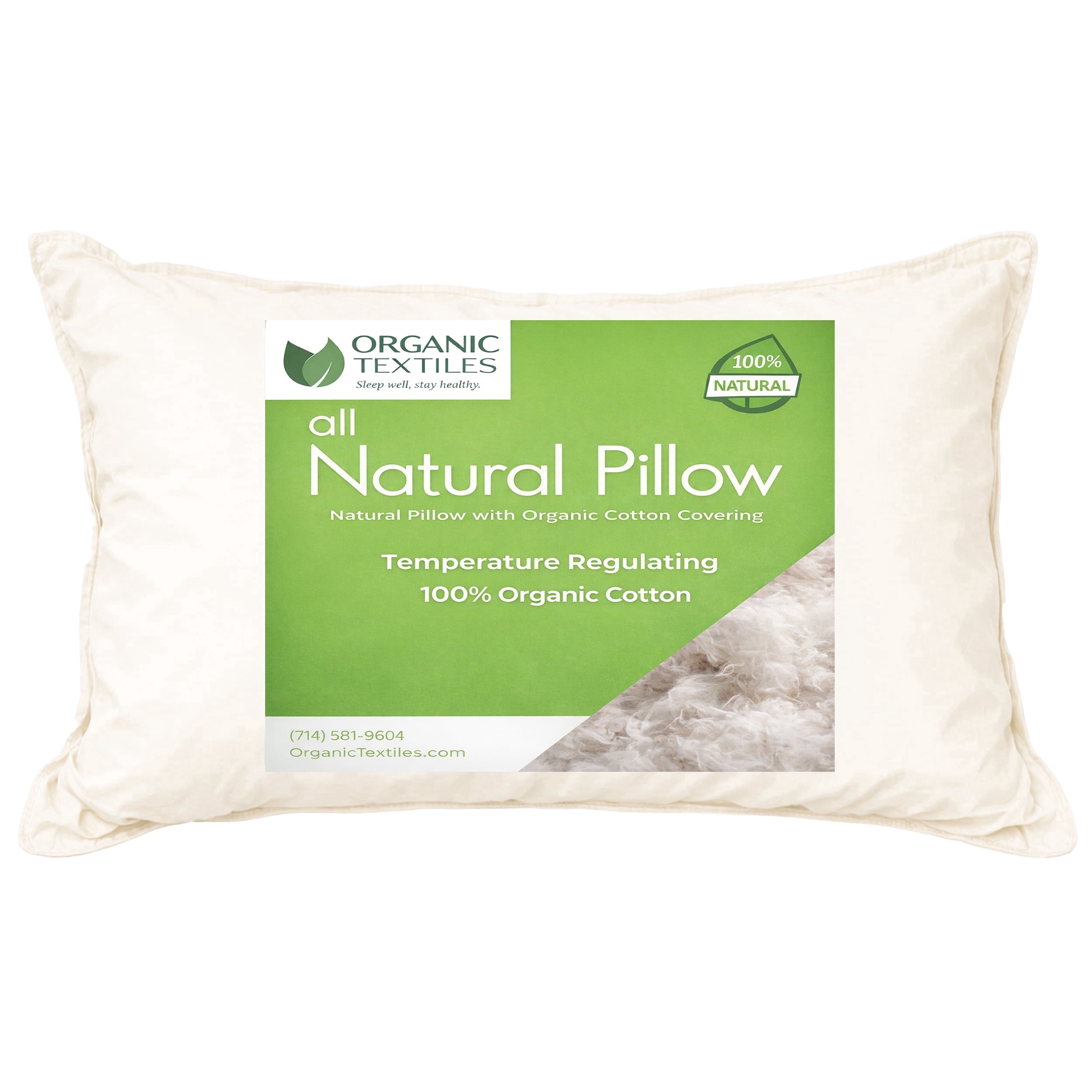ORGANIC TEXTILES 100% Organic Cotton Pillow with Organic Cotton Cover ...