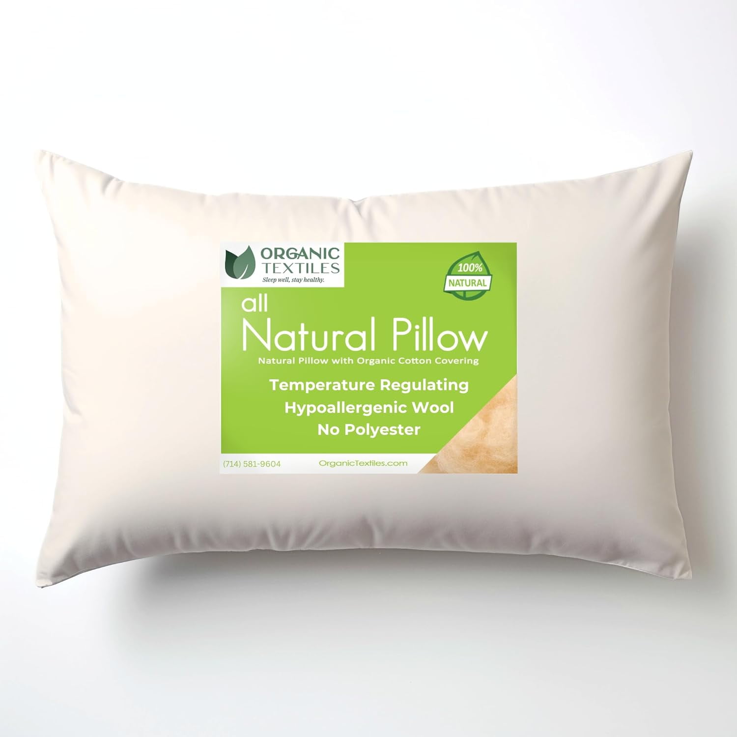 OrganicTextiles Natural Wool Children Pillow for Sleeping (Child Size ...