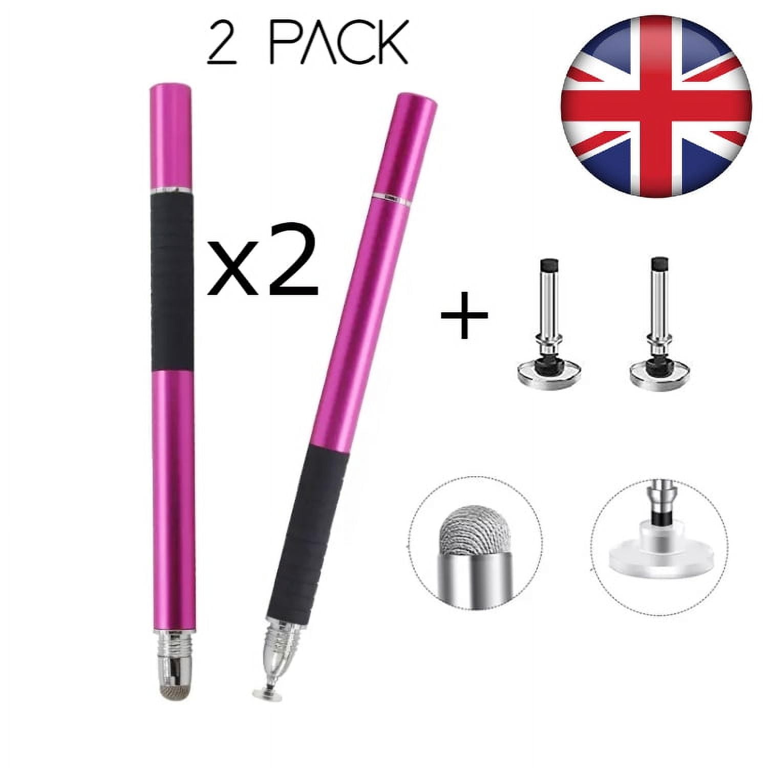 Organicguru 2 in 1 Capacitive Fiber Stylus Pen, 2 Pack with Replacement ...