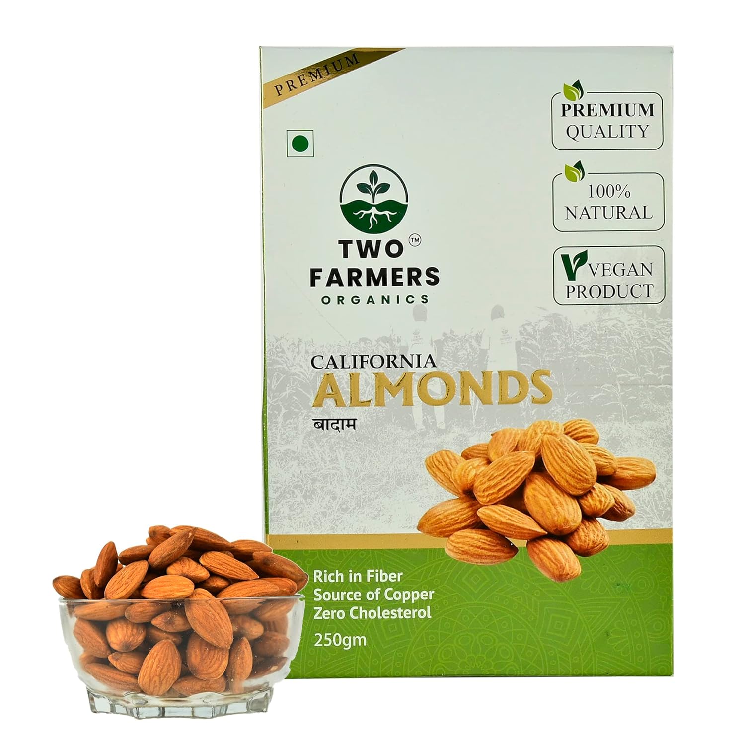 Organics Natural Almonds Badam Giri By Two Farmers 250gm, | Source Of ...