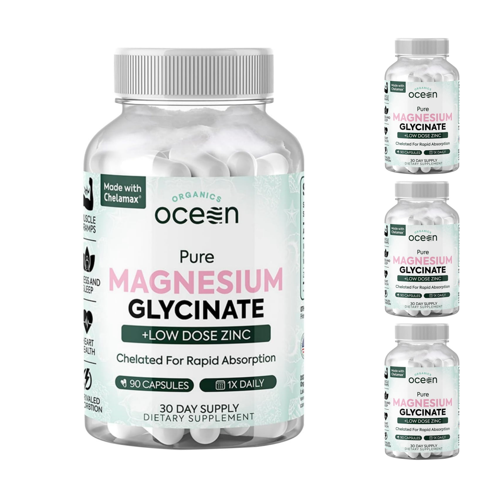Organics Ocean High Potency Magnesium Glycinate - Daily Support for ...