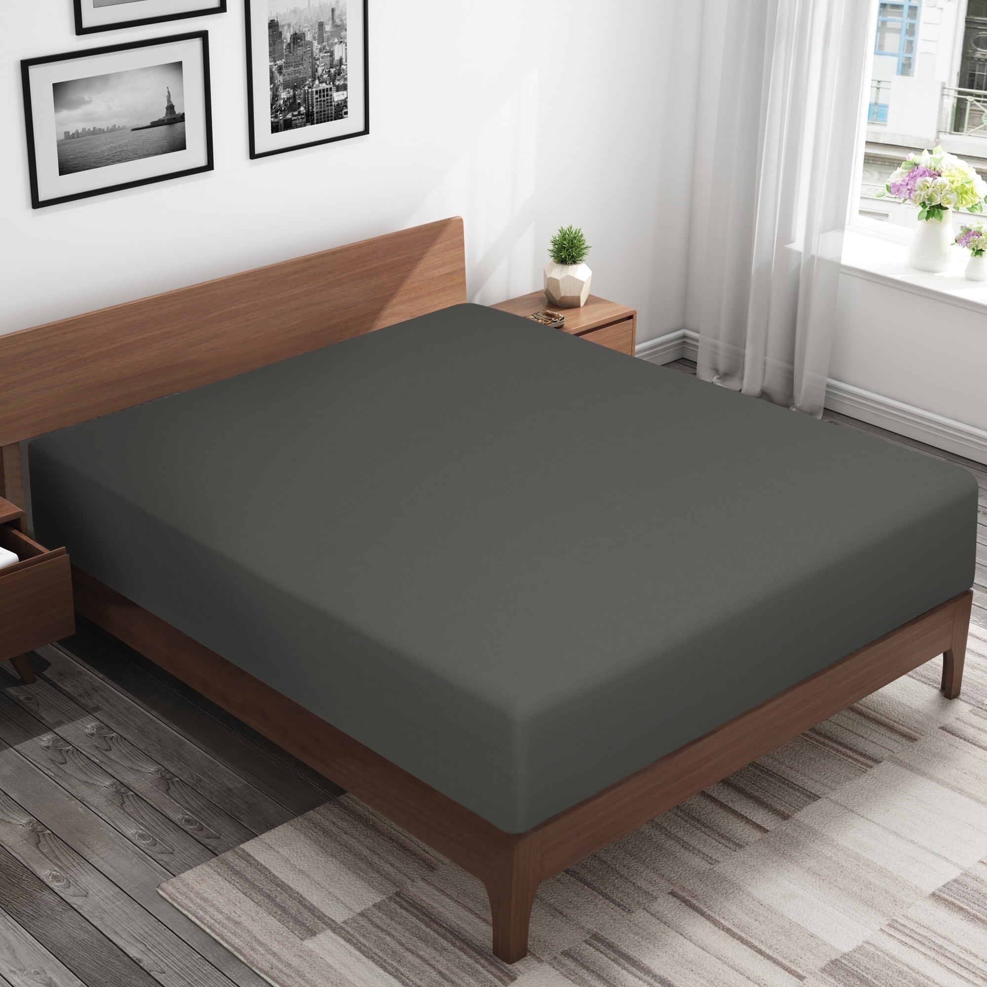Organictune 100% Brushed Microfiber Fitted Sheet, 1800 Super Soft and ...