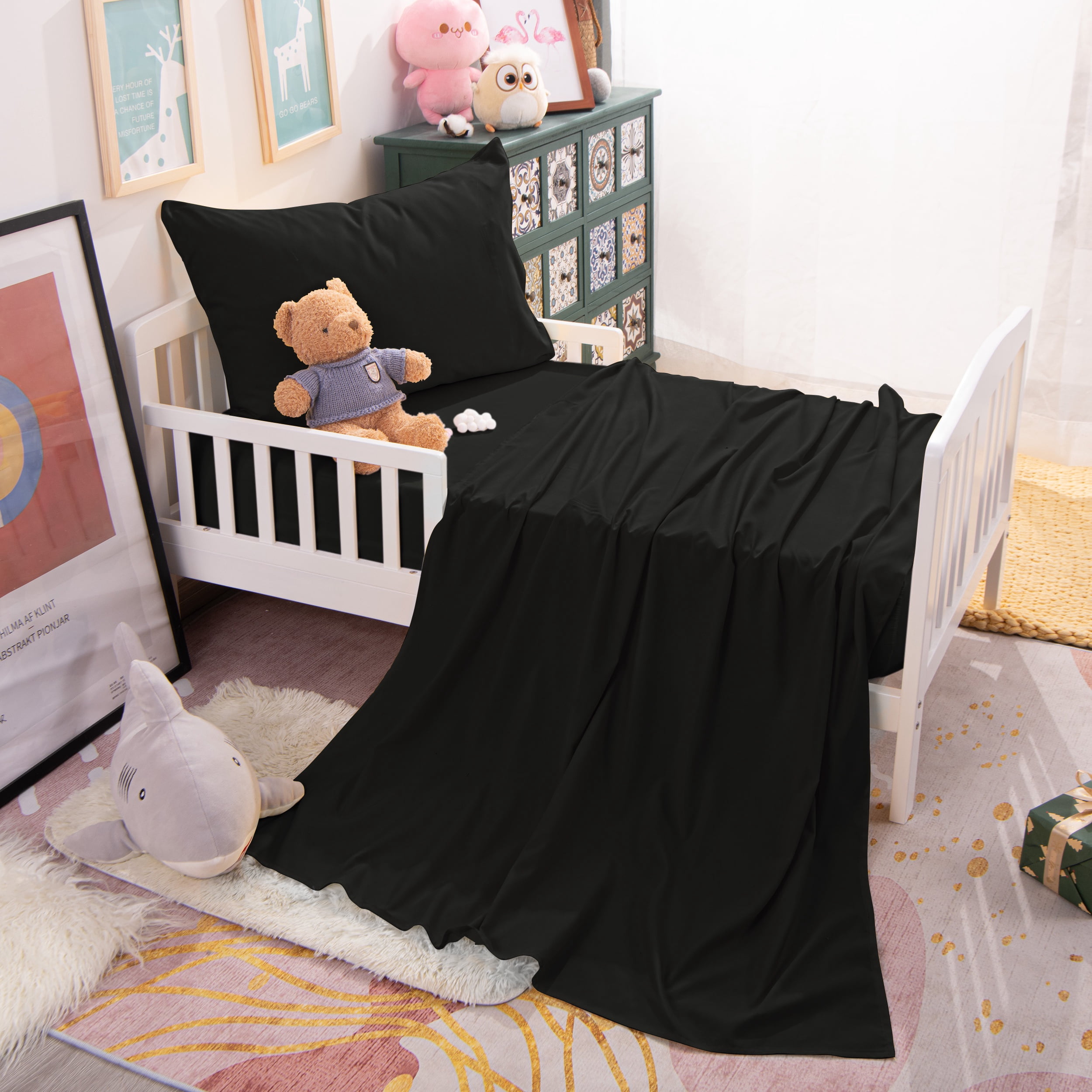 3 Pieces Microfiber Toddler Bed Sheet Set, Easy care and Breathable ...