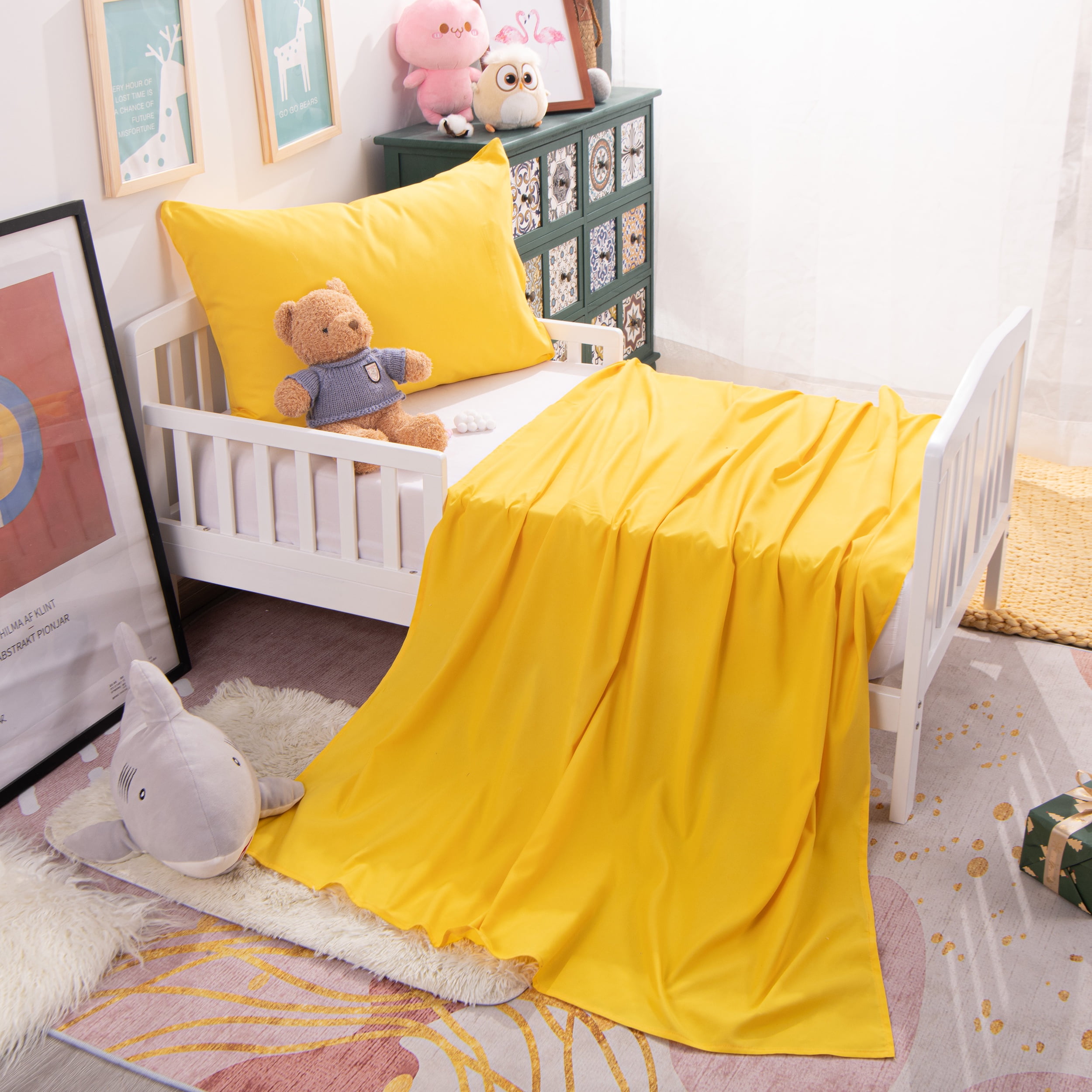 3 Pieces Microfiber Toddler Bed Sheet Set, Easy care and Breathable ...