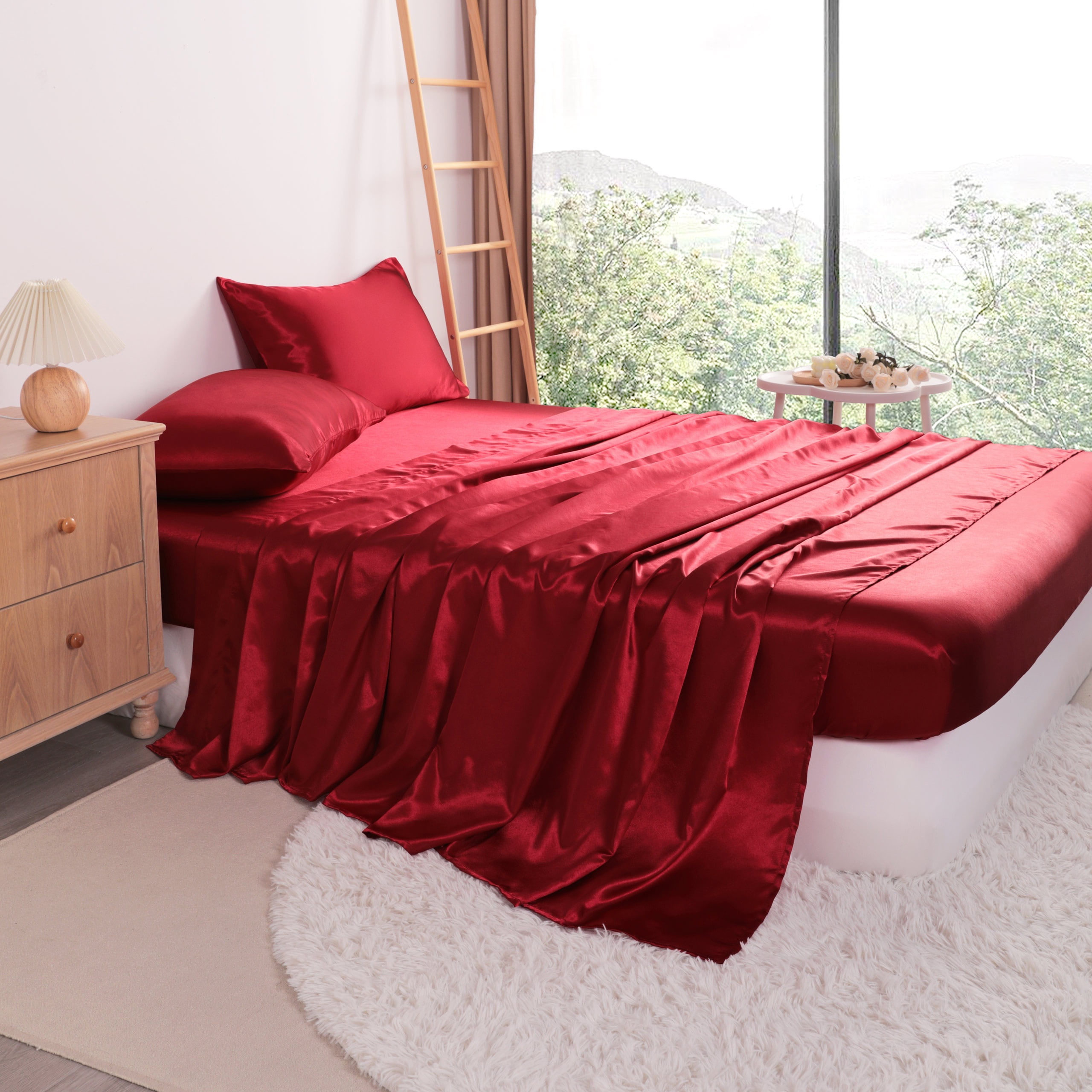 Organictune Ultra Soft and Breathable Satin Bed Sheet Set, Luxury Silky ...