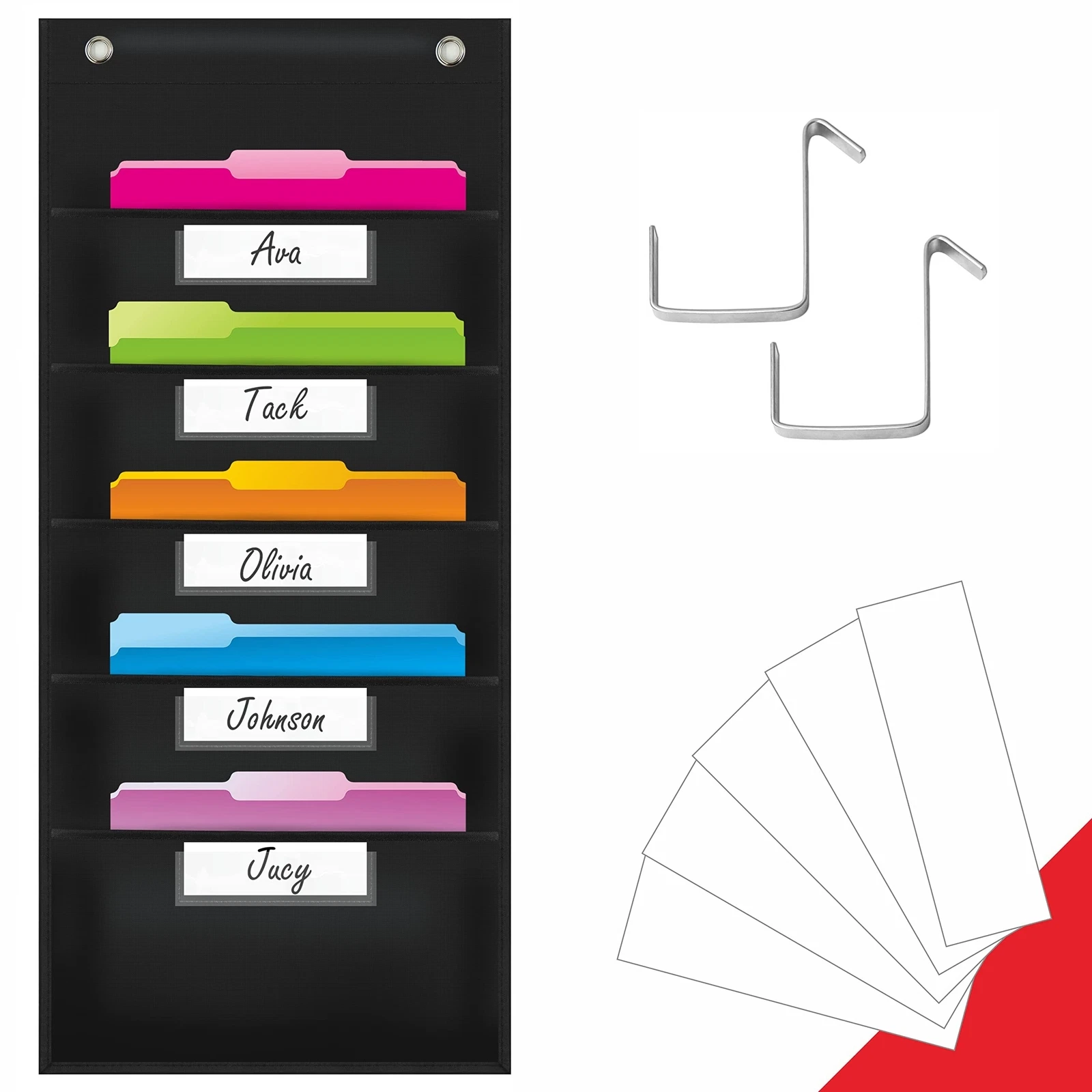 Organization Pocket Chart, Wall File Organizer Folder With 5 File ...