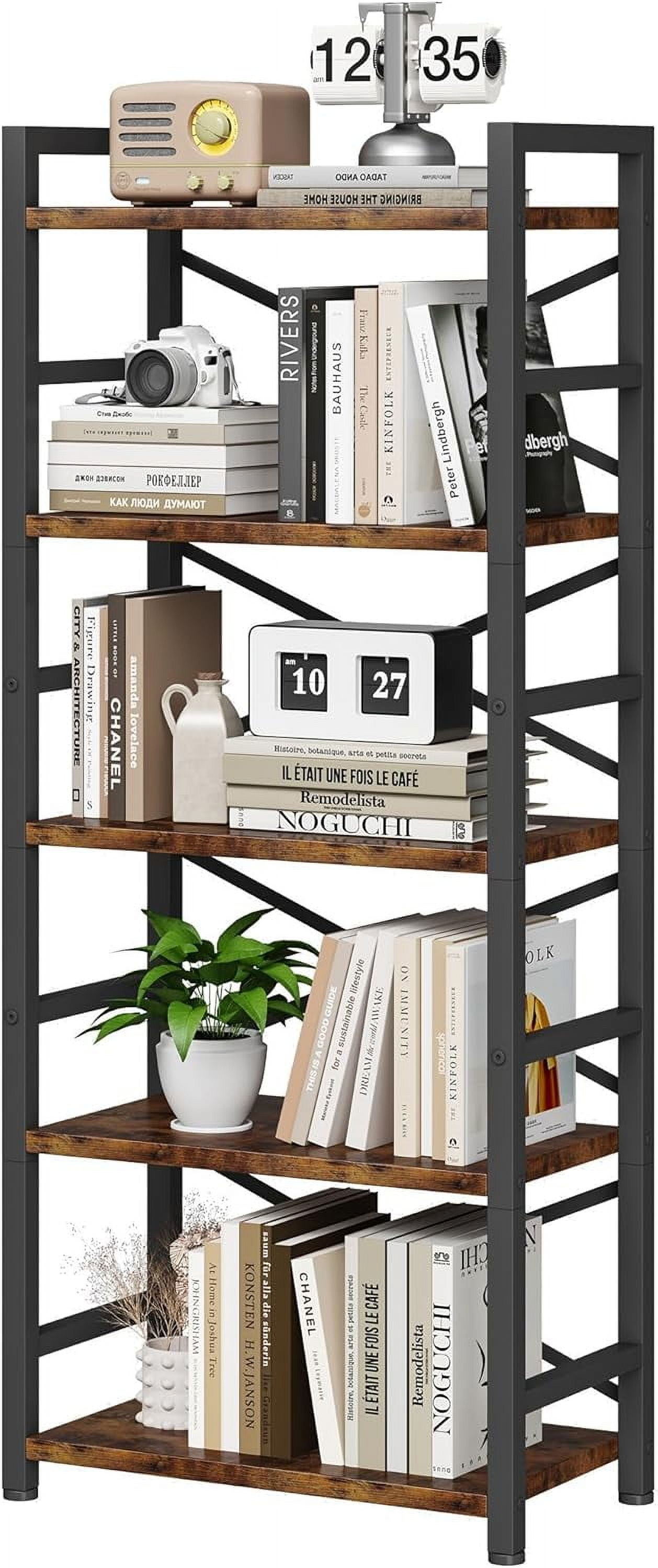 Organization and Storage, 5 Tier Bookshelf, Tall Bookcase with Shelves ...