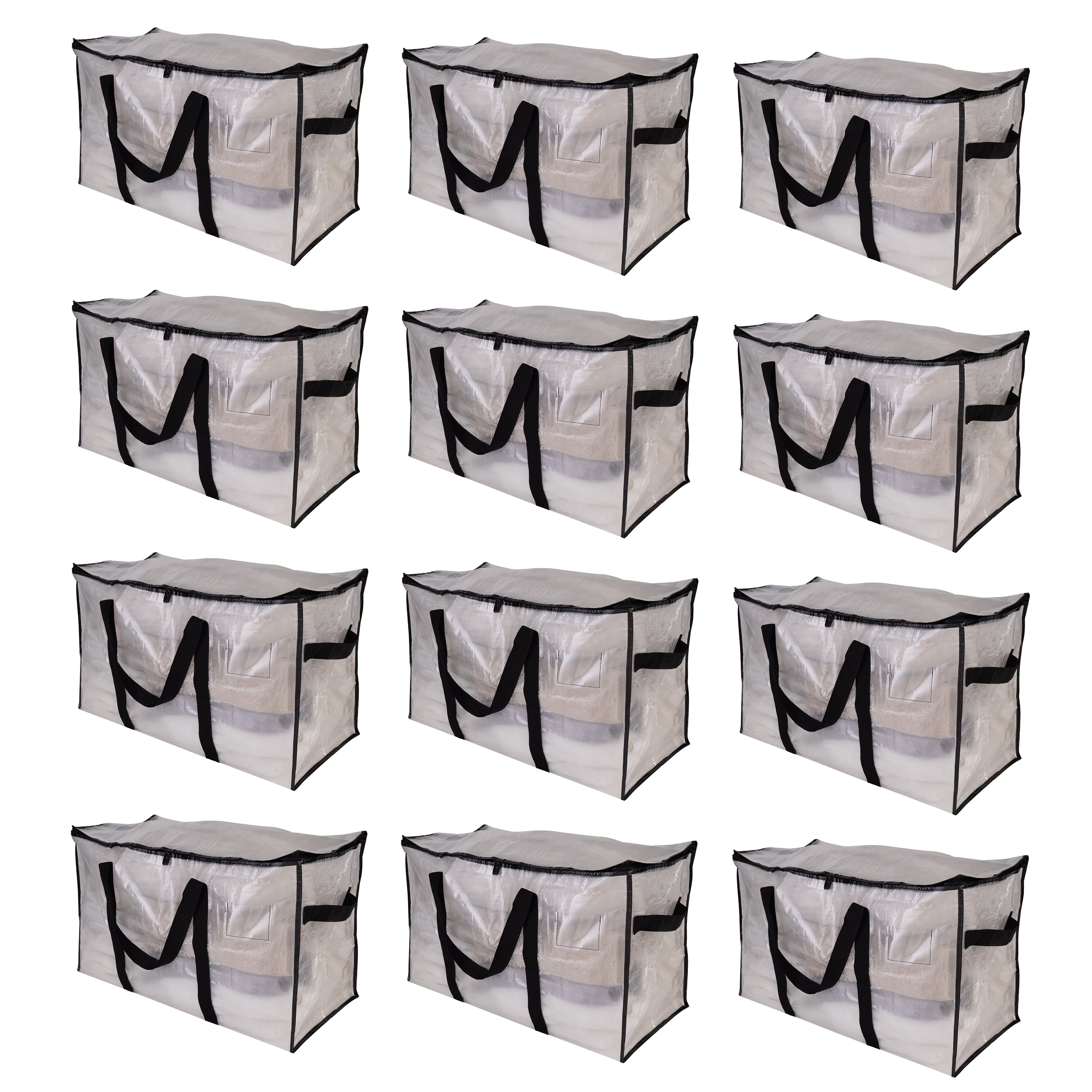 Organize It All 12 Pack Foldable Heavy Duty Clear Storage Bags ...