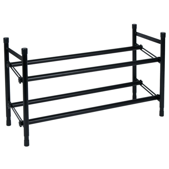 Organize It All 2 Tier Expandable Shoe Rack in Black - Walmart.com