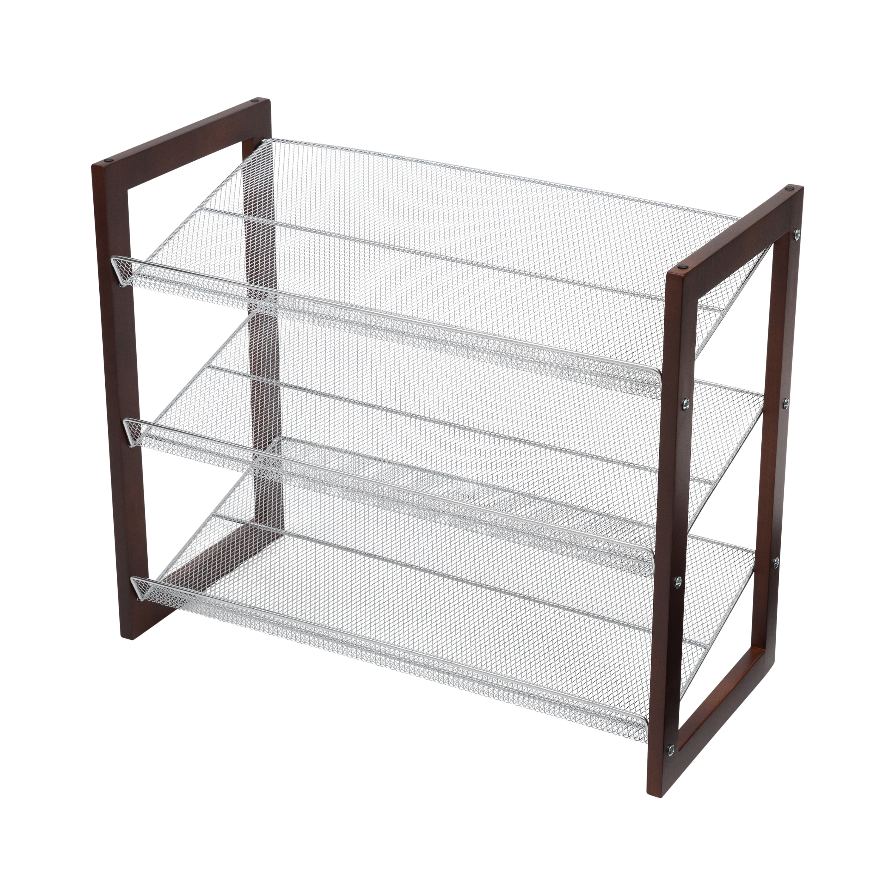 Organize It All 3 Tier Mesh Shelf 9 Pair Shoe Rack in Espresso ...
