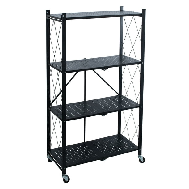 Organize It All 4 Shelf Foldable Metal Storage Shelves, Wheels, Adult ...