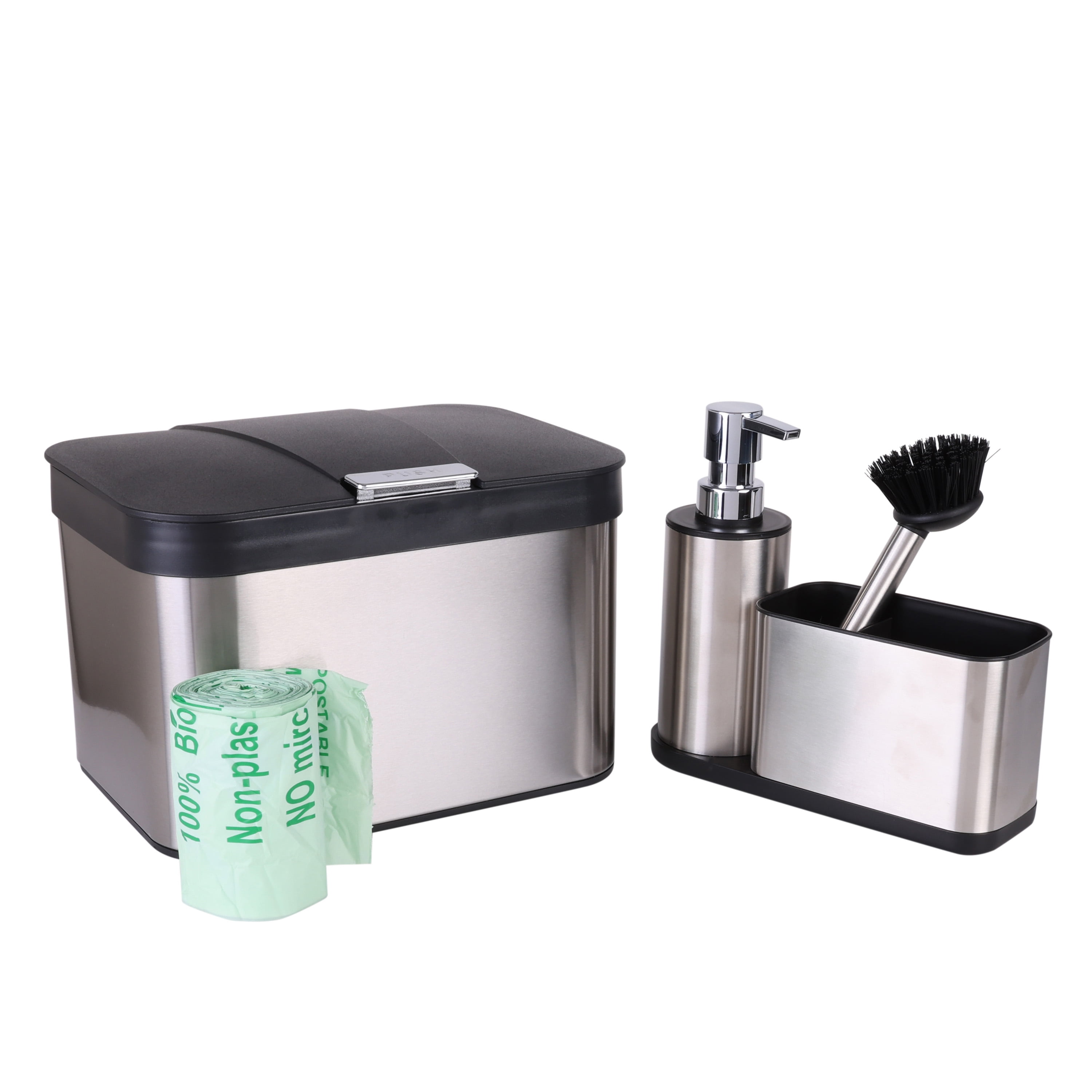 Organize It All Stainless Steel Compost Bin with Biodegradable Bags ...