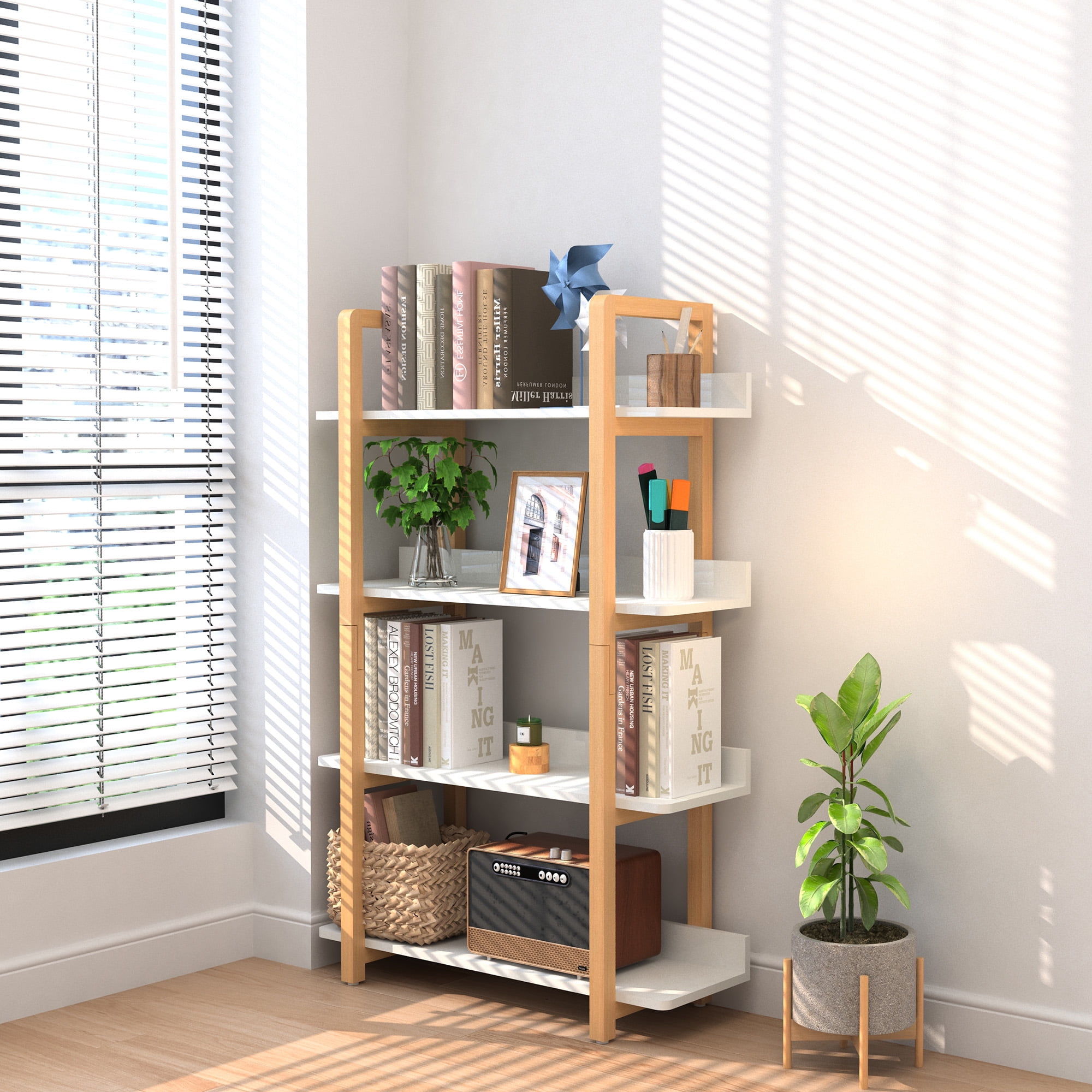 Organizedlife 4 Tiers Storage Shelves for Bedroom,Etagere Bookcase,Open ...