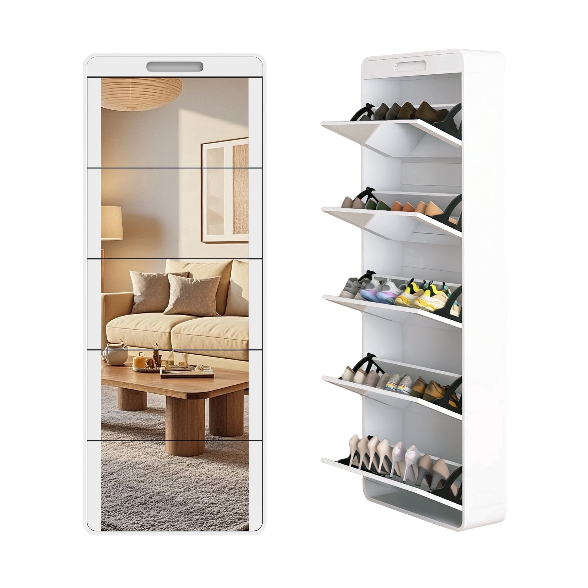 Organizedlife Full Length Mirror Shoe Storage Organizer – Entryway Shoe ...