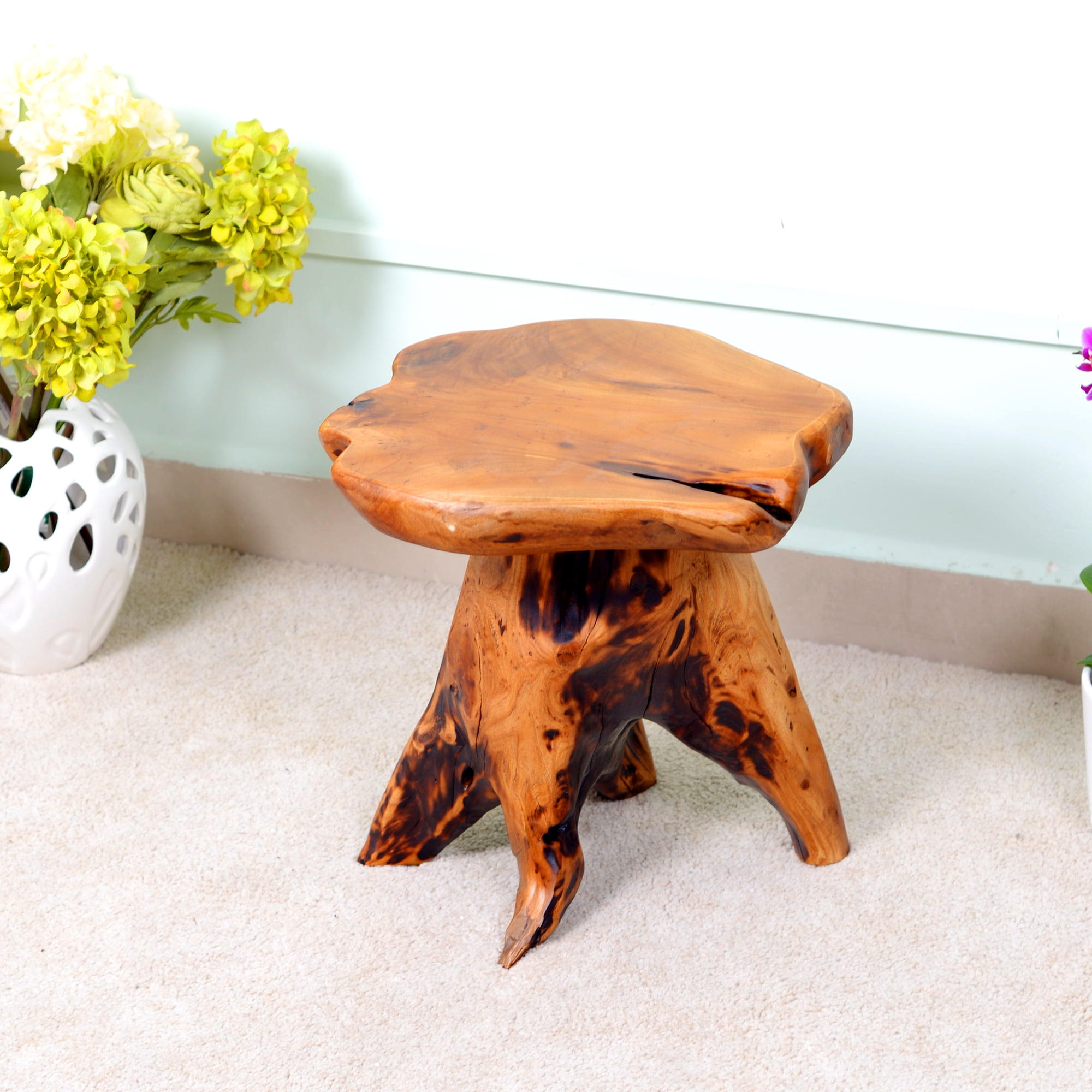 Organizedlife Live Edge Wood Stool,Cedar Side Table,Tree Stump Stool ...
