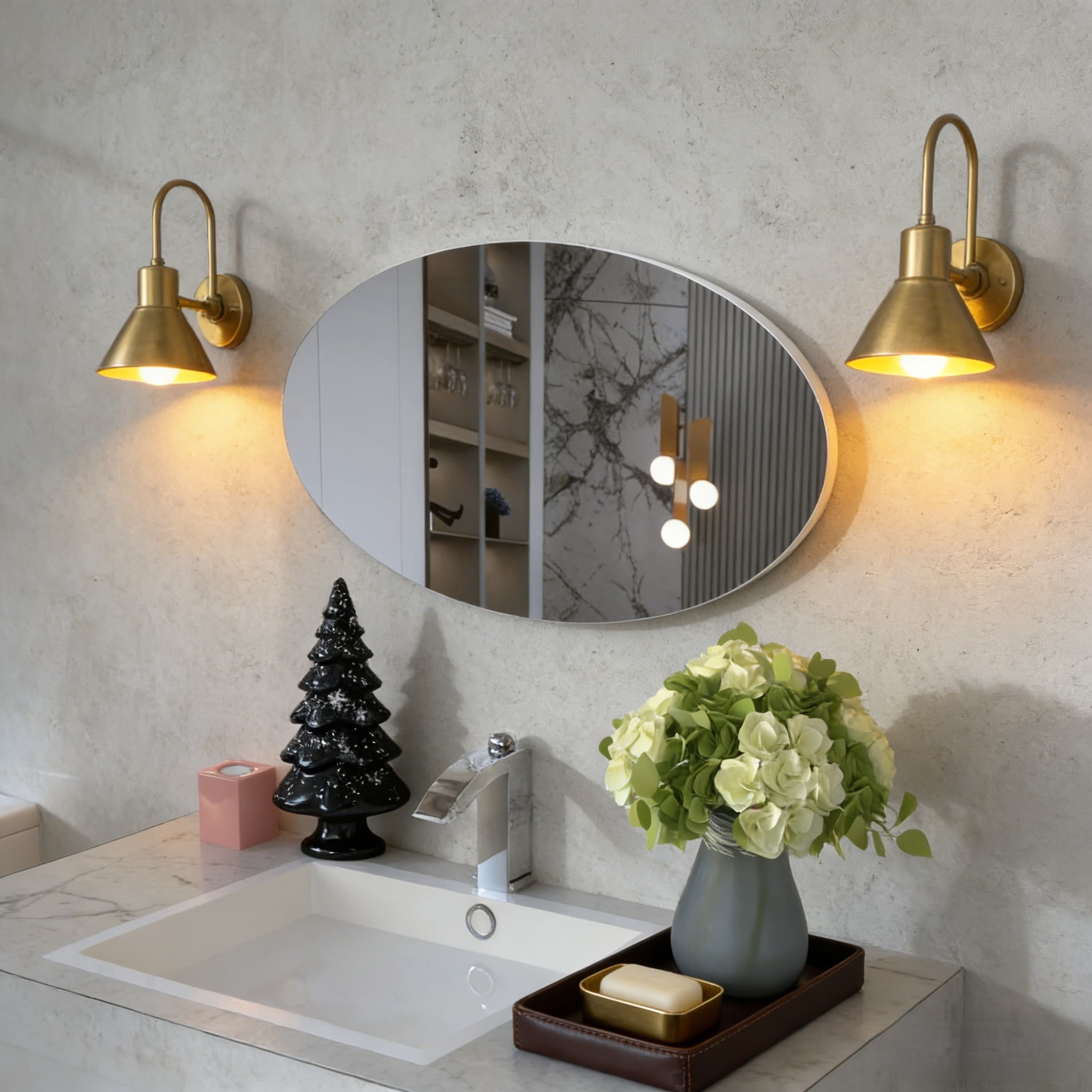 Organizedlife Frameless Oval Wall Mount Vanity Mirror for Bathroom ...