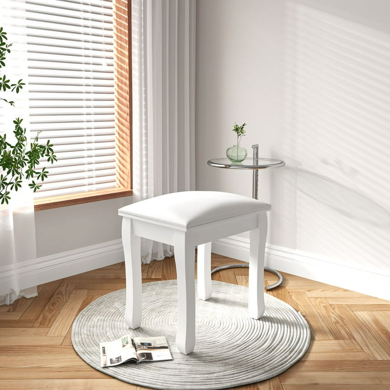 Organizedlife Vanity Stool with Upholstered Seat Vanity Chair Desk Stool Piano Stool with Solid Wooden Legs for Makeup Room Bathroom Living Room