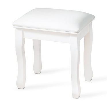 Costway Vanity Wood Dressing Stool Padded Chair Makeup Cushion White ...