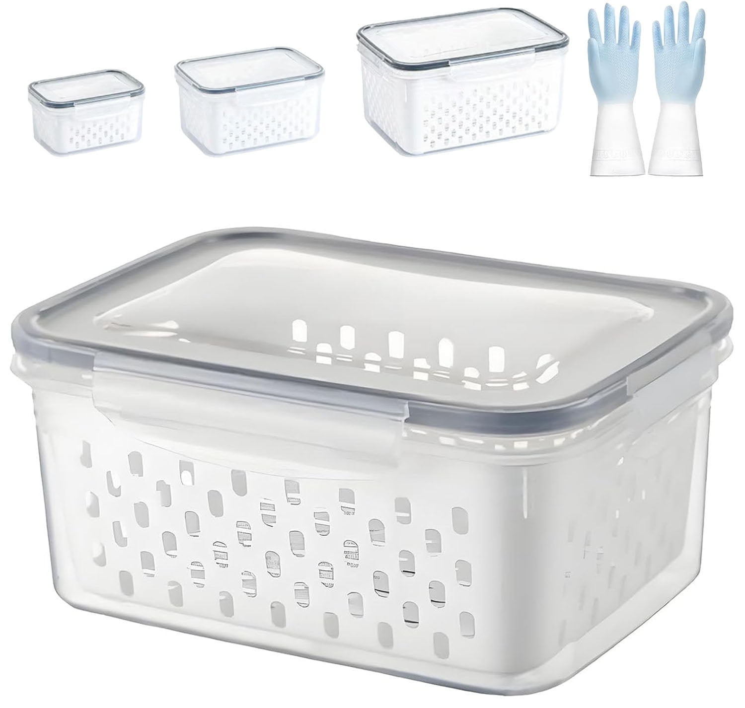 Organizeh Food Storage Box - Clear Plastic Berry Basket for Fridge w ...