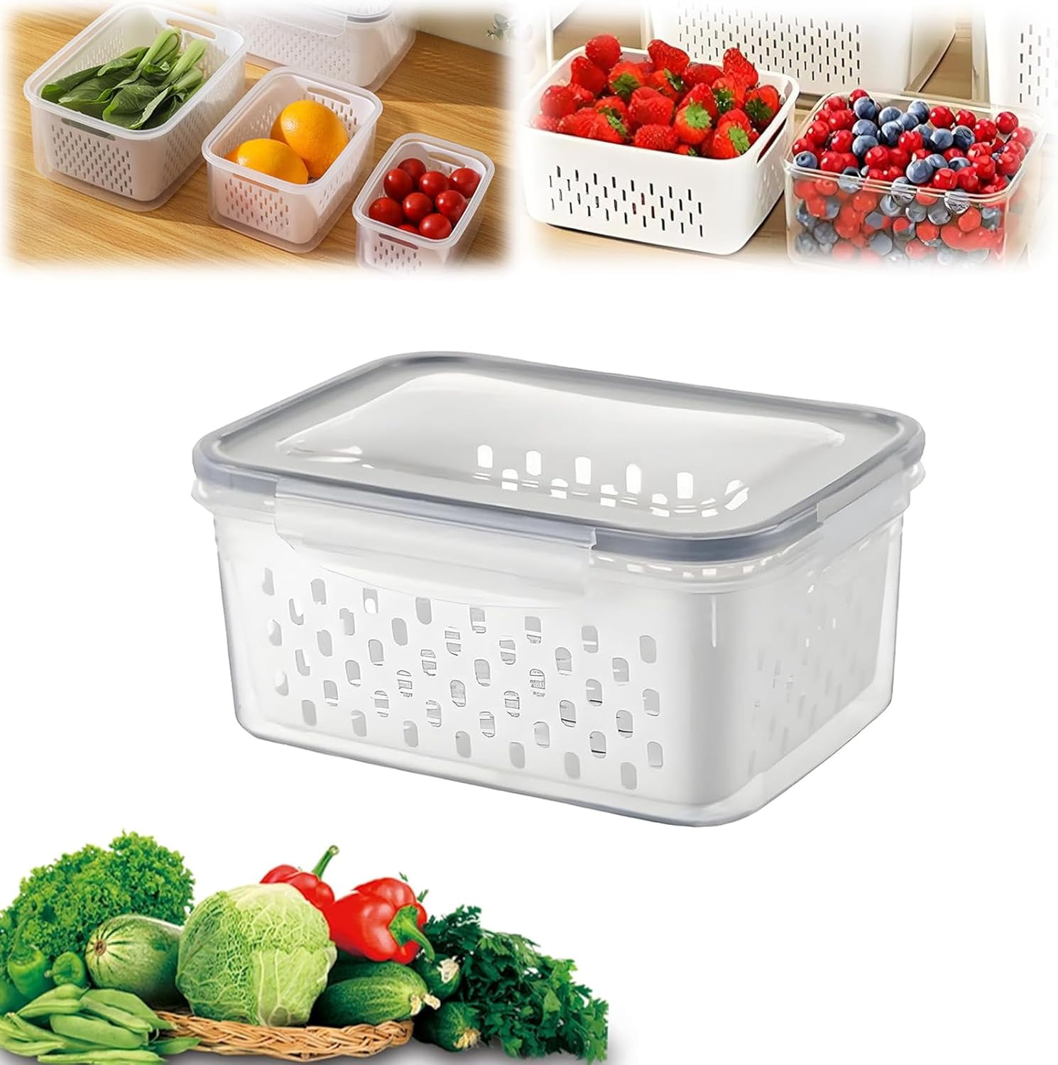 Organizeh Household Transparent Plastic Food Storage Box, 2025 New 3 ...
