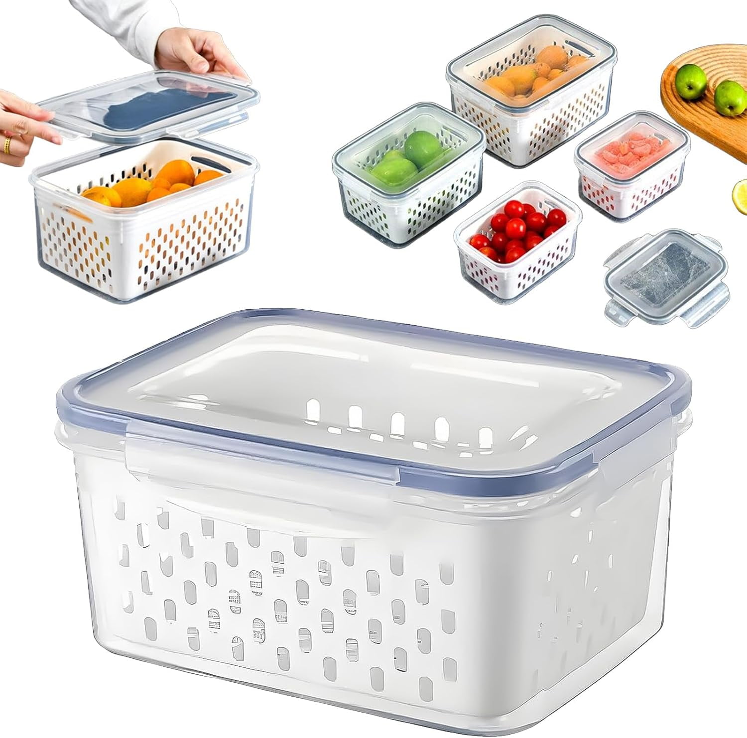 Organizeh Household Transparent Plastic Food Storage Box-Including ...