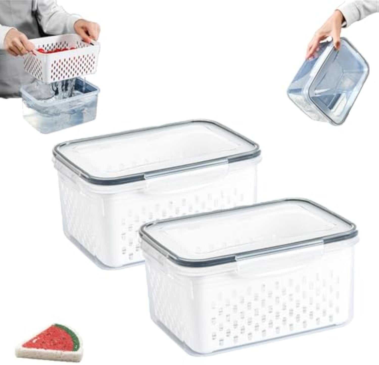 Organizeh Household Transparent Plastic Food Storage Box-Including ...