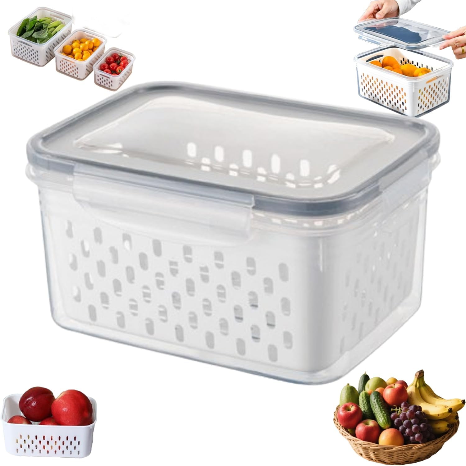 Organizeh Household Transparent Plastic Food Storage Box-Including ...