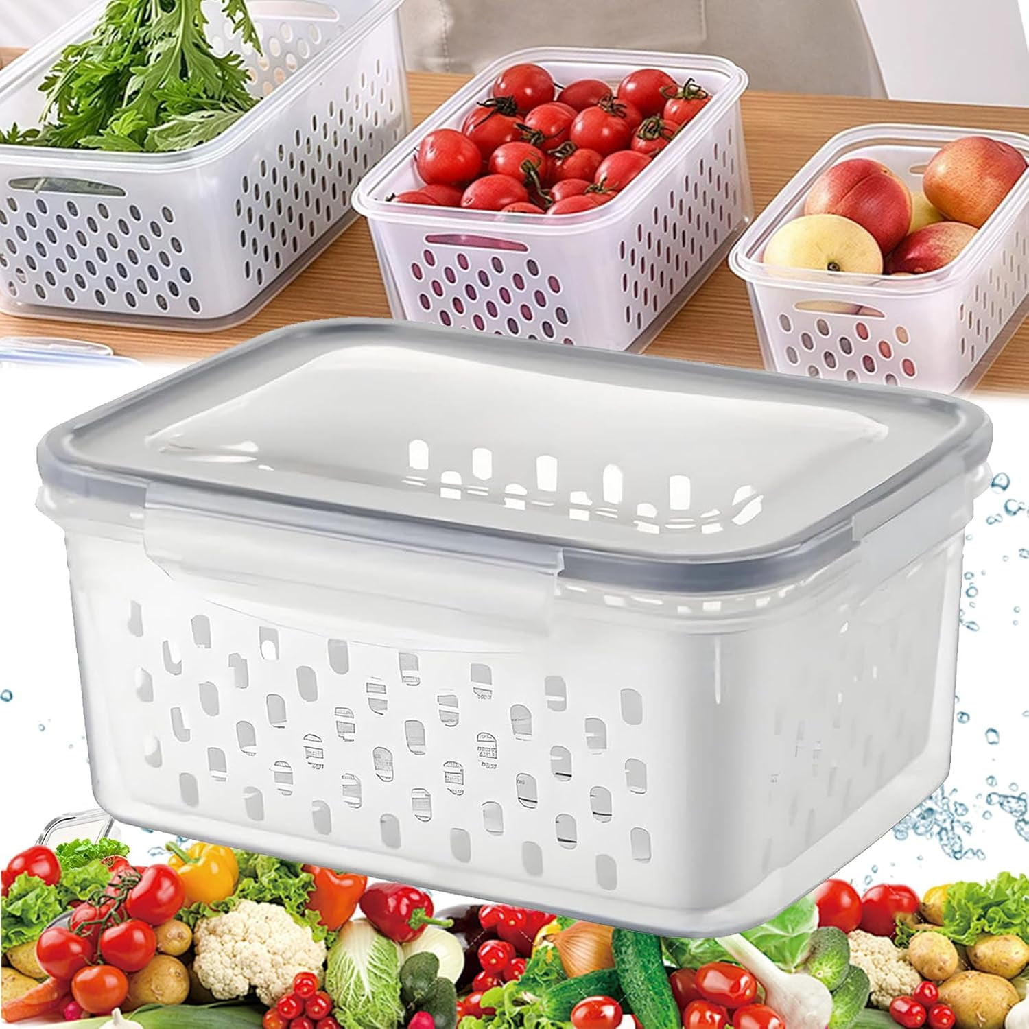 Organizeh Household Transparent Plastic Food Storage Box-Including ...