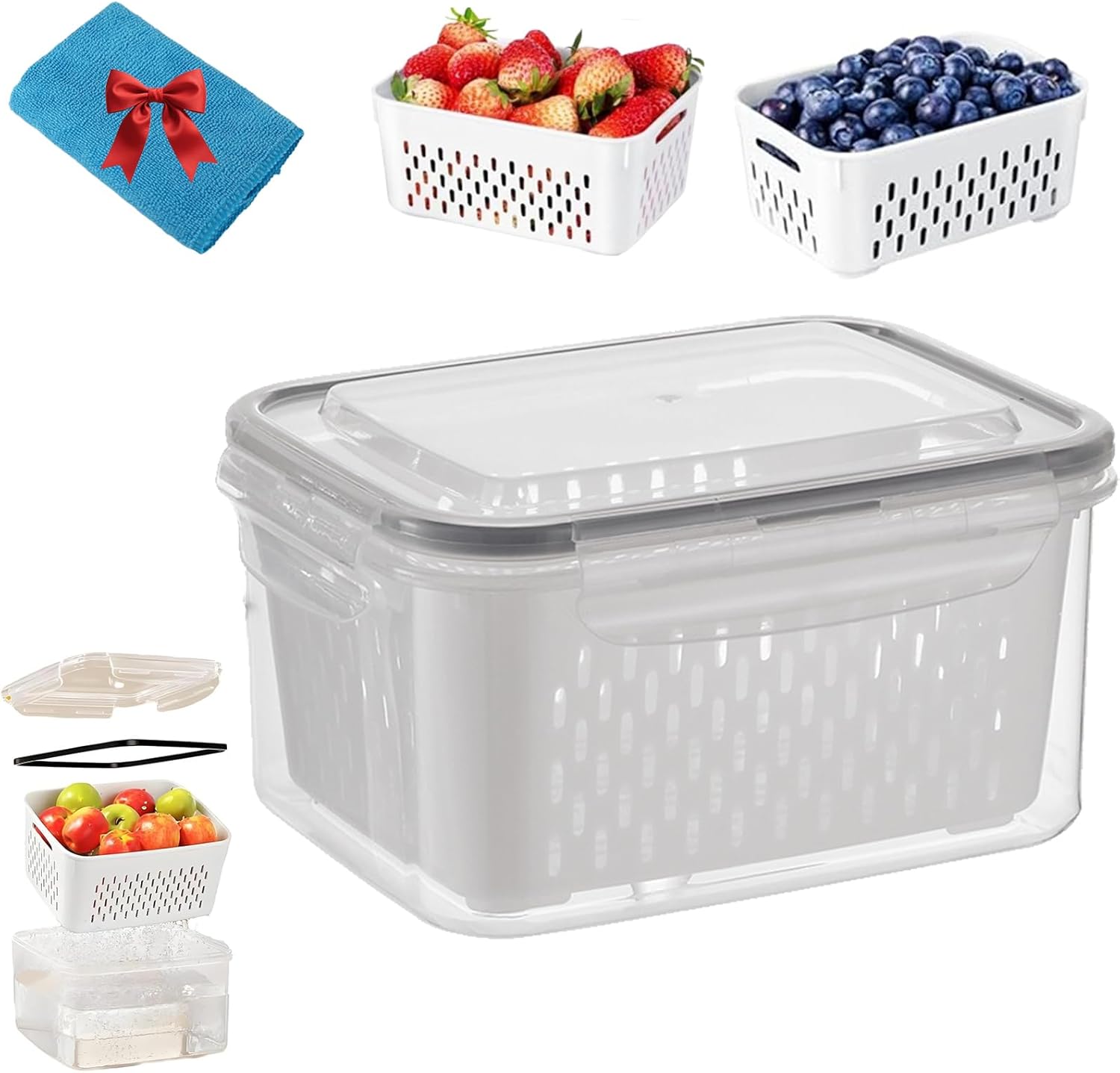 Organizeh Household Transparent Plastic Food Storage Box-Including ...