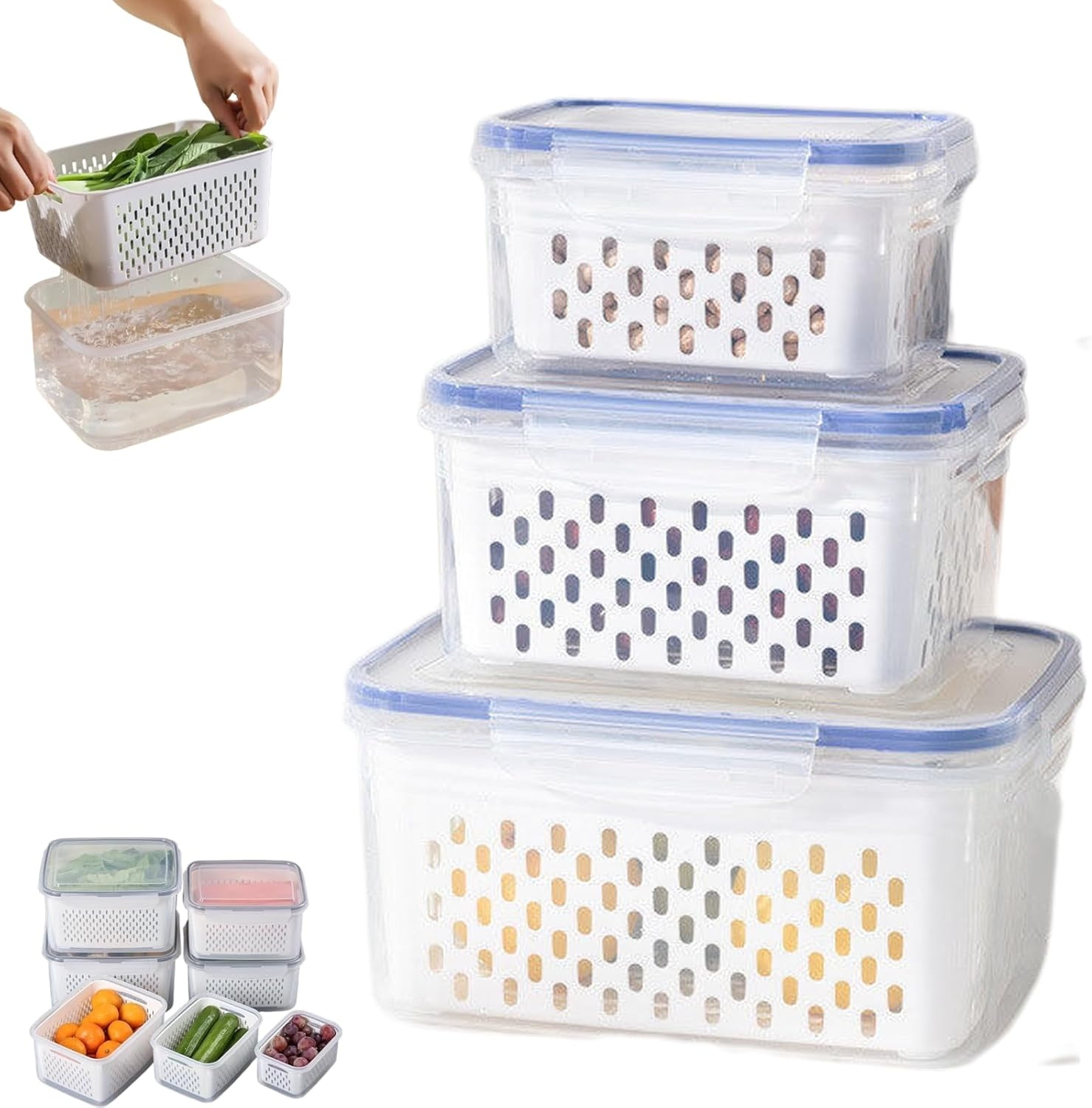 Organizeh Household Transparent Plastic Food Storage Box-Including ...