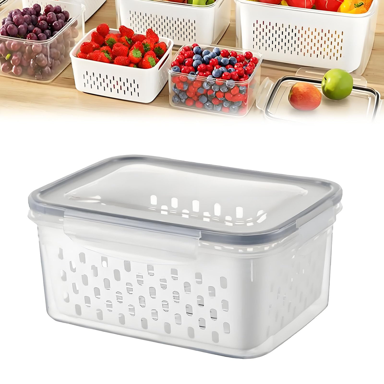 Organizeh Household Transparent Plastic Food Storage Box-Including ...