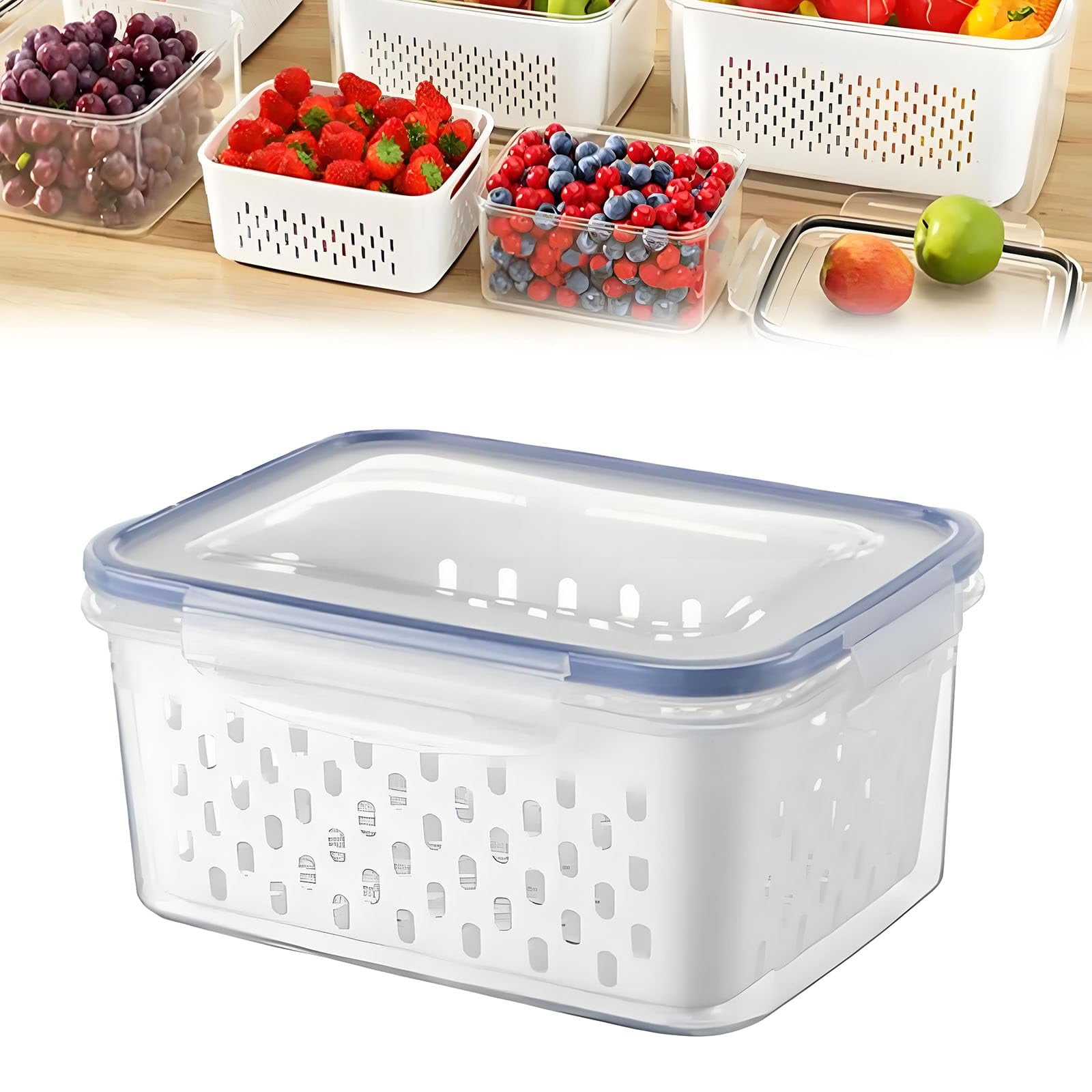Organizeh Household Transparent Plastic Food Storage Box-Including ...
