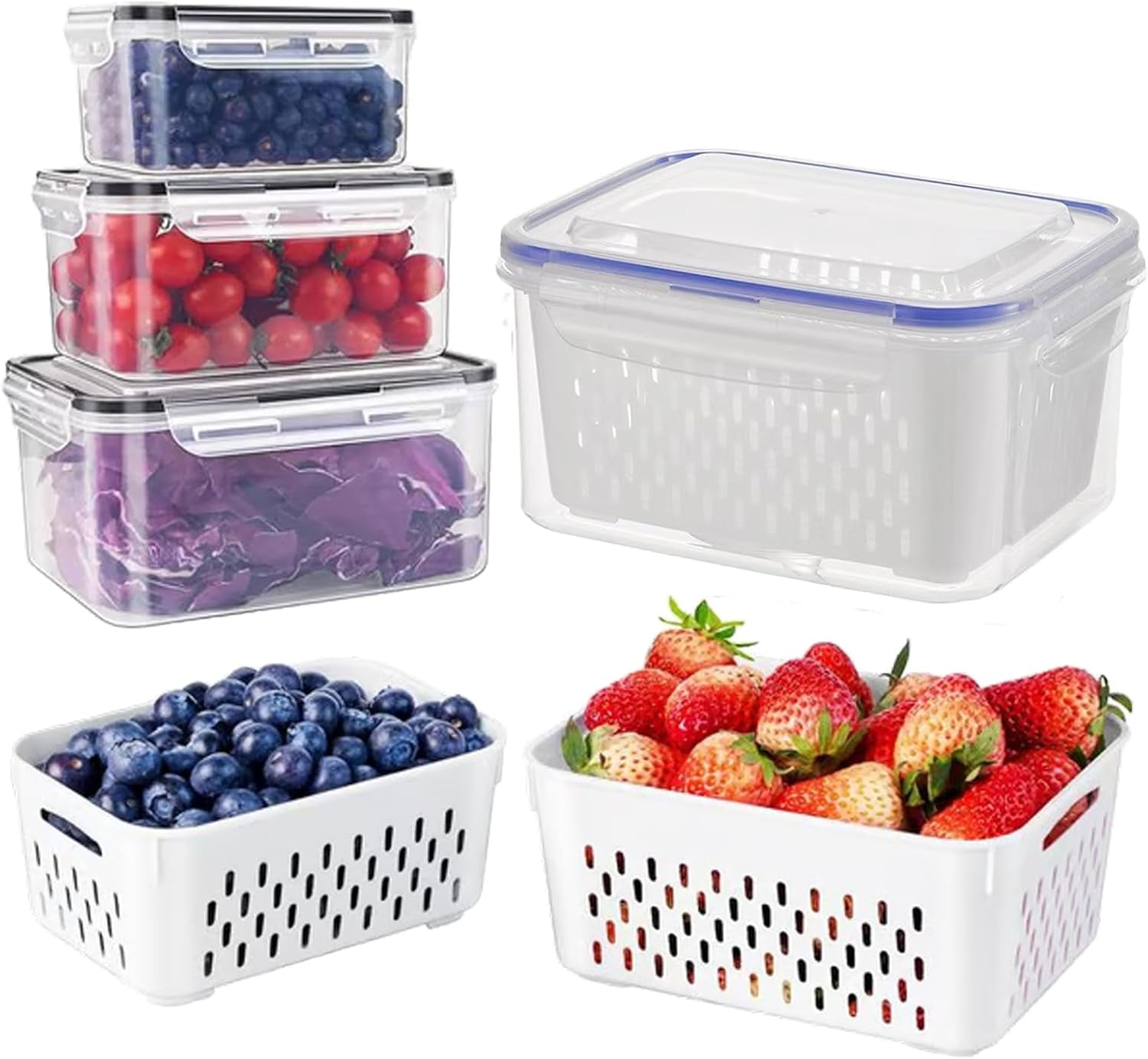 Organizeh Household Transparent Plastic Food Storage Box-Including ...