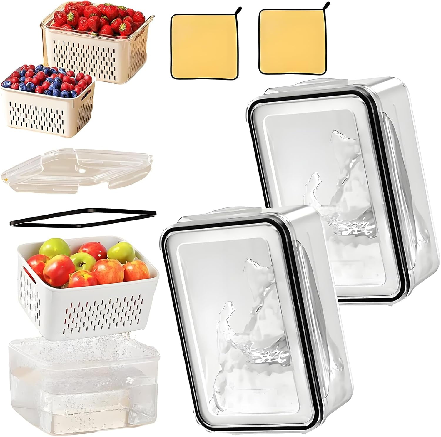 Organizeh Household Transparent Plastic Food Storage Box-Including ...