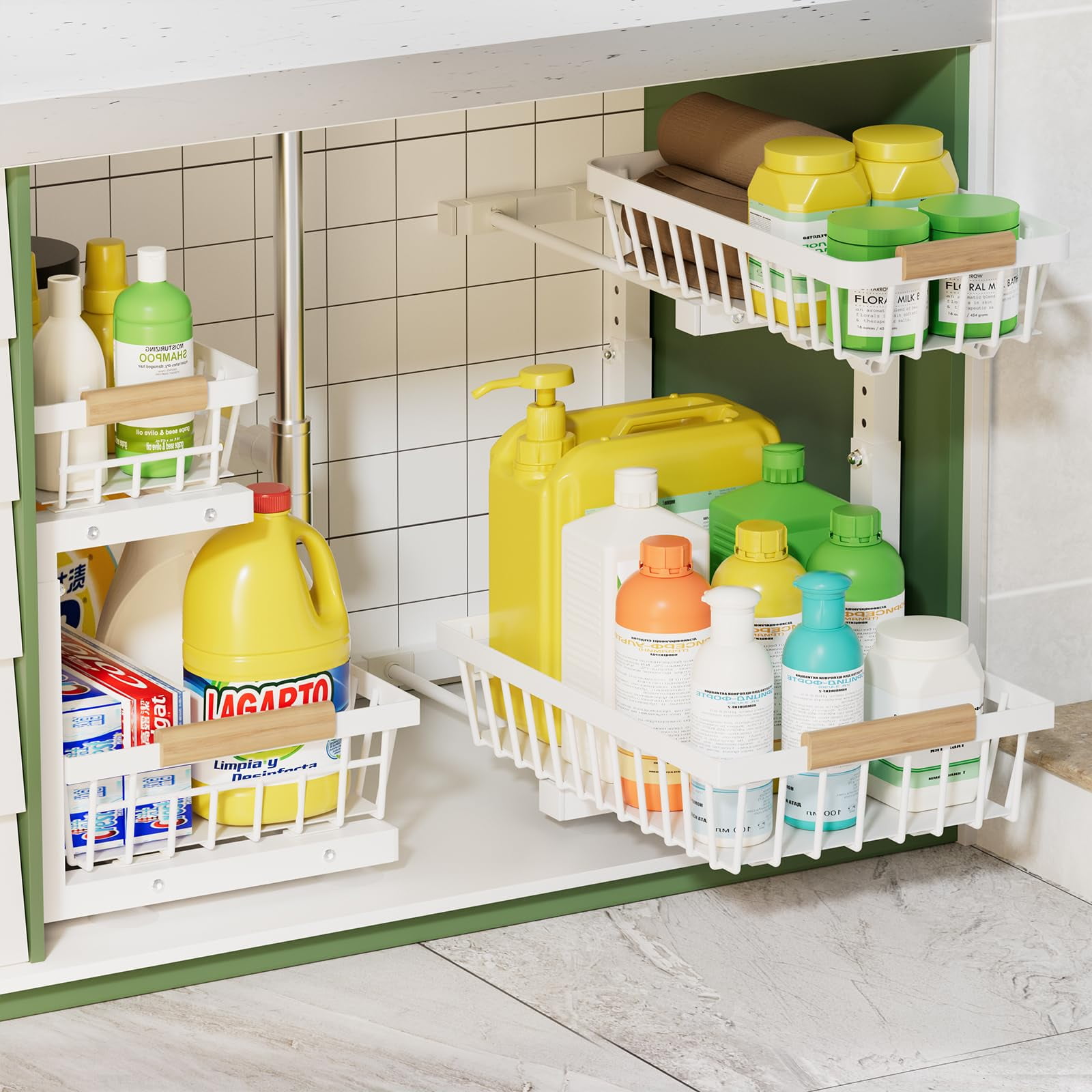 Under Organizer, 2 Packs 2 Tier Under Organizers and Storage, Slide Out ...