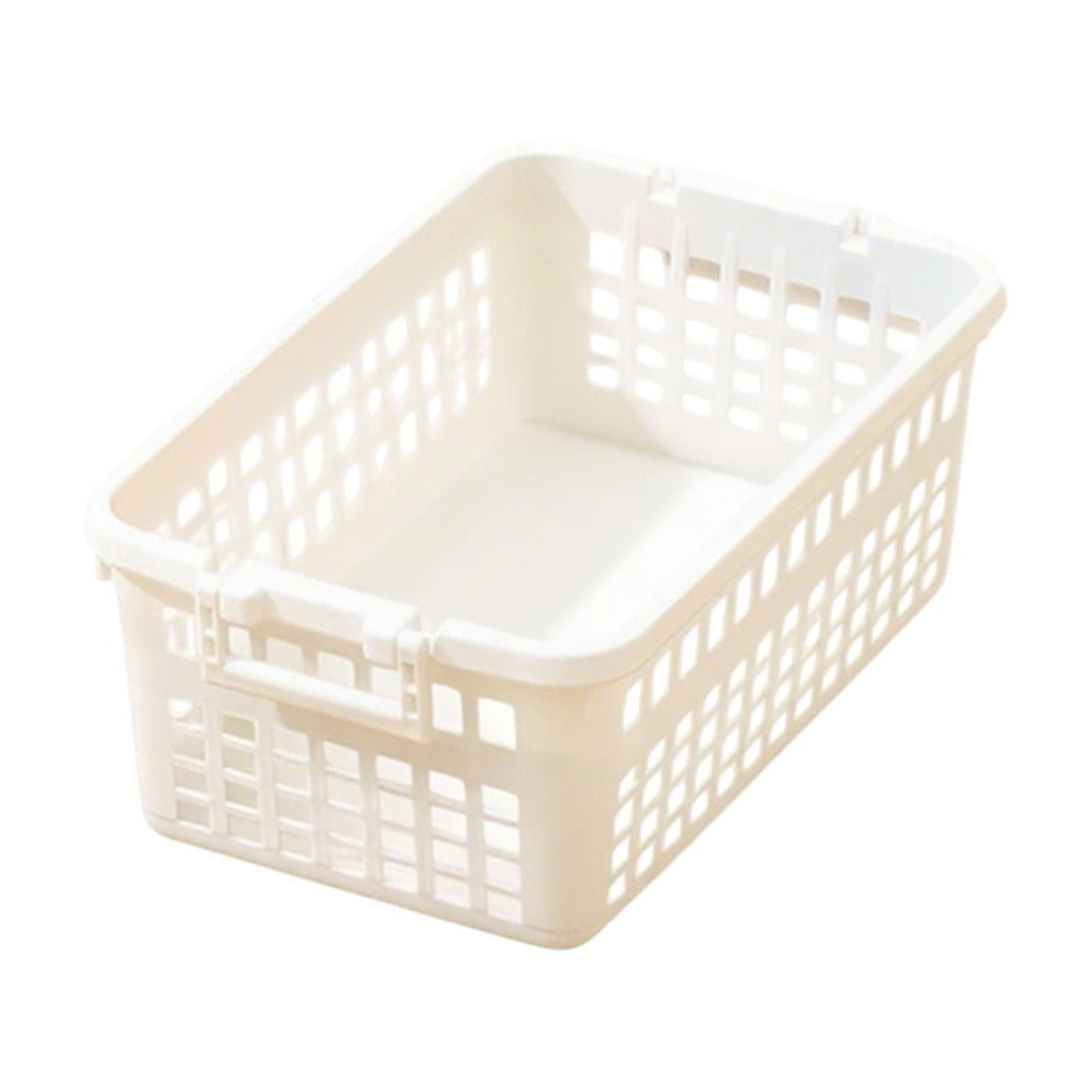 Organizer Basket, White Plastic Storage Box with Handles, Stackable ...
