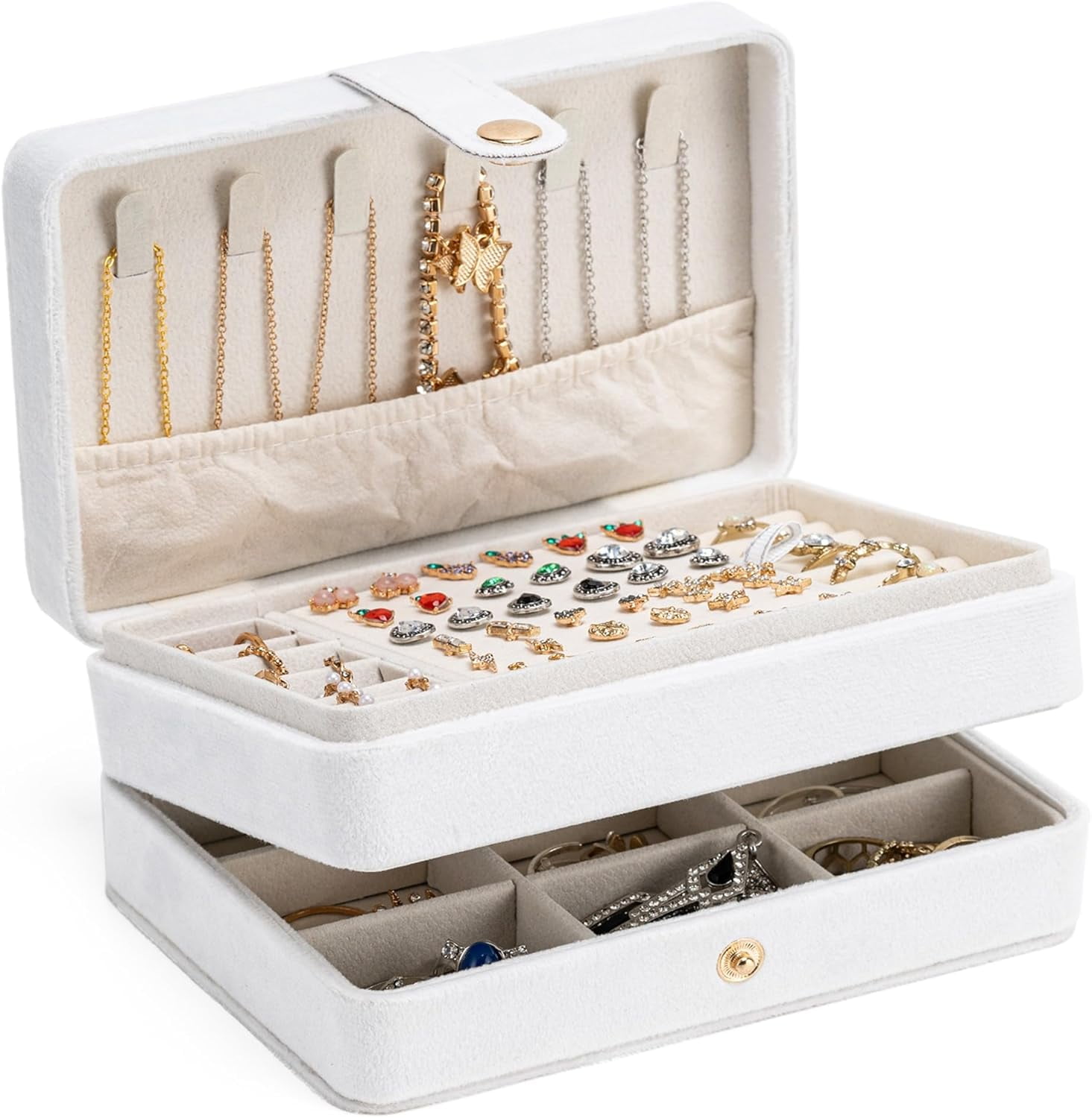 Organizer Box, 2-Layer Large Jewelry Storage Case, Portable Travel ...