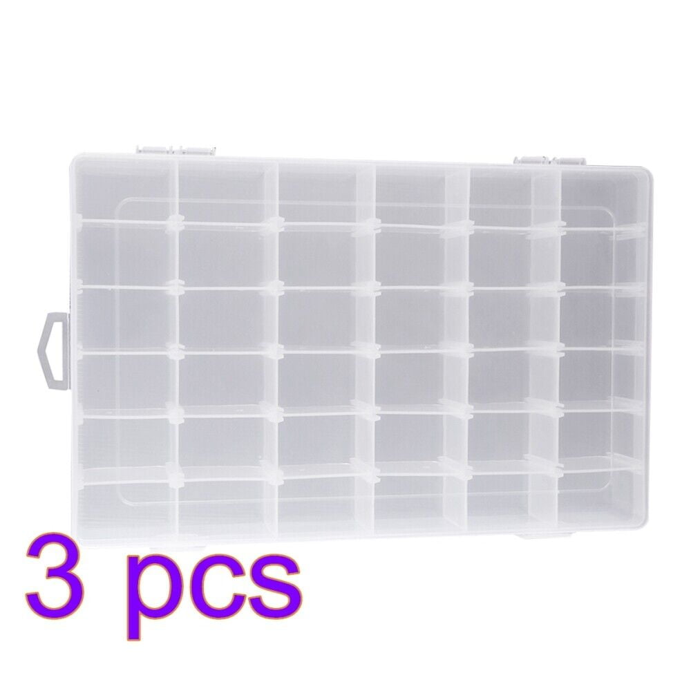 Organizer Box with Adjustable Grid Dividers Clear Jewelry Storage Box 3 ...