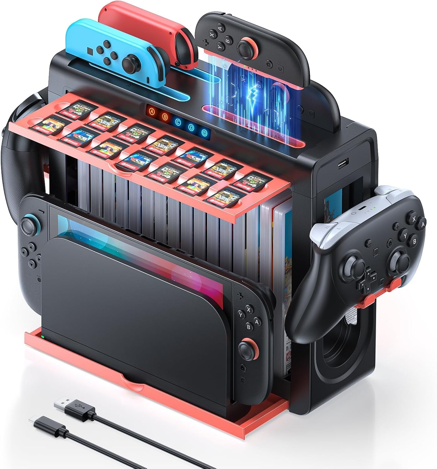 Organizer and Charging Station for Nintendo Switch 2/1, Charger Dock ...