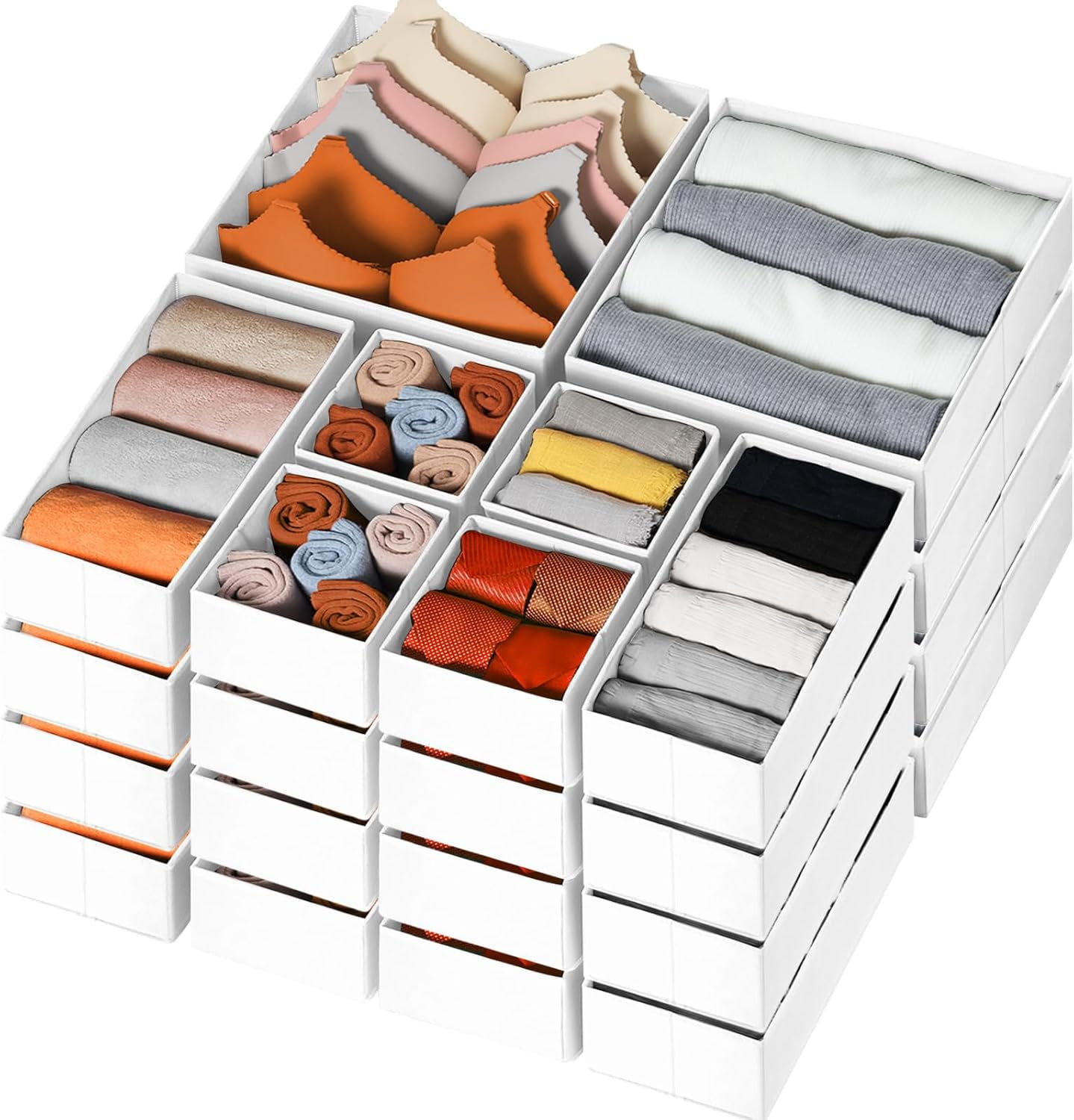 Organizer for Clothing, 12 Pack Sock Underwear Drawer Organizer Bins ...
