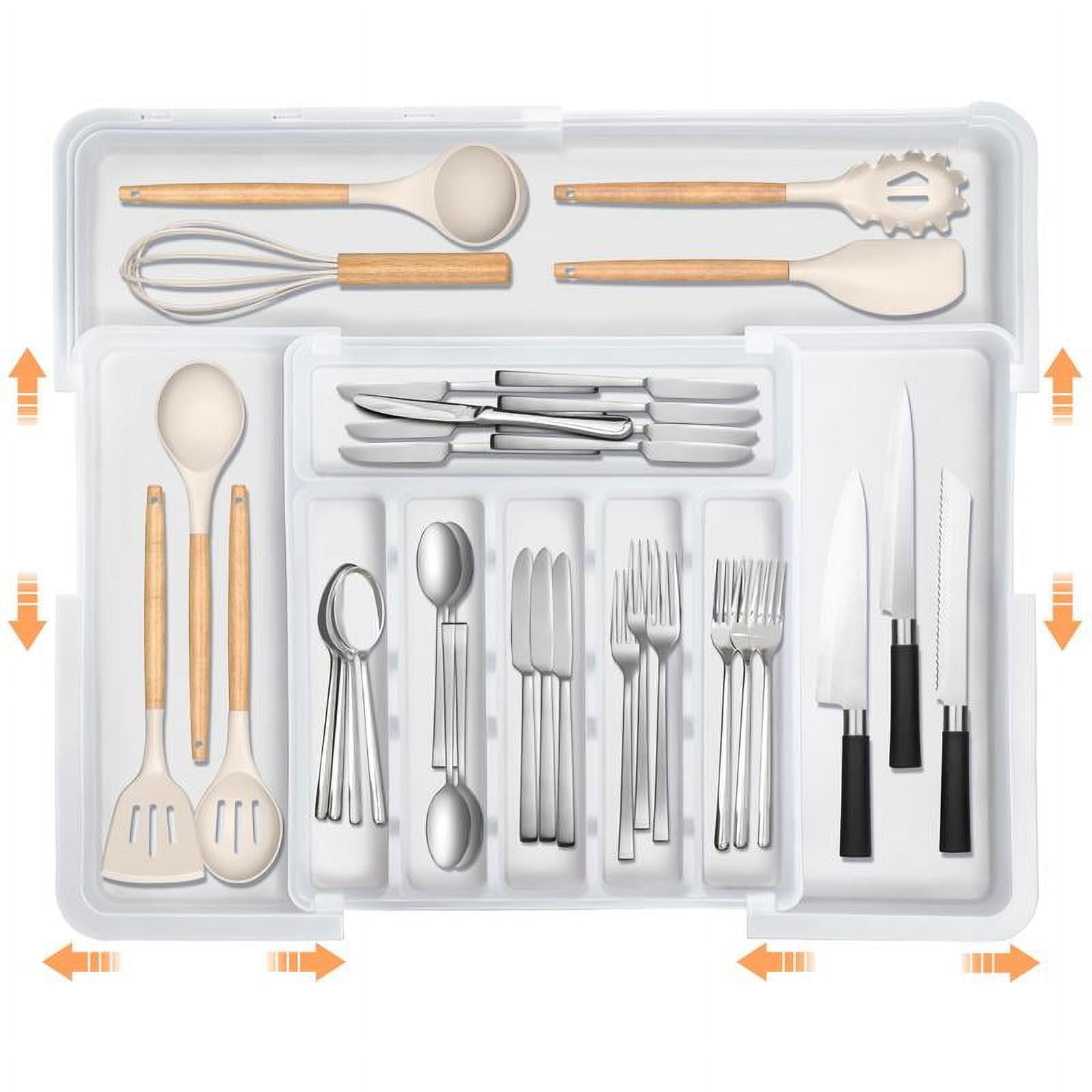 Organizer Expandable Kitchen Utensil Drawer Organizer with 9 ...