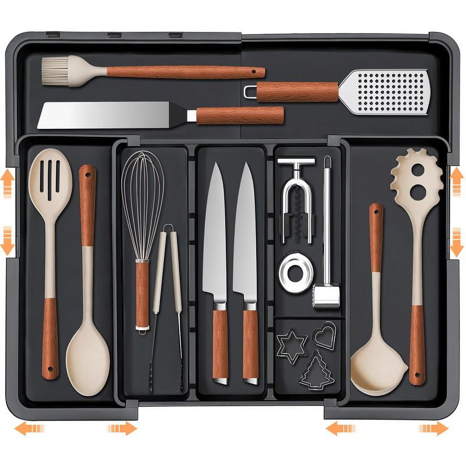 Organizer Expandable Kitchen Utensil Drawer Organizer with 9 ...