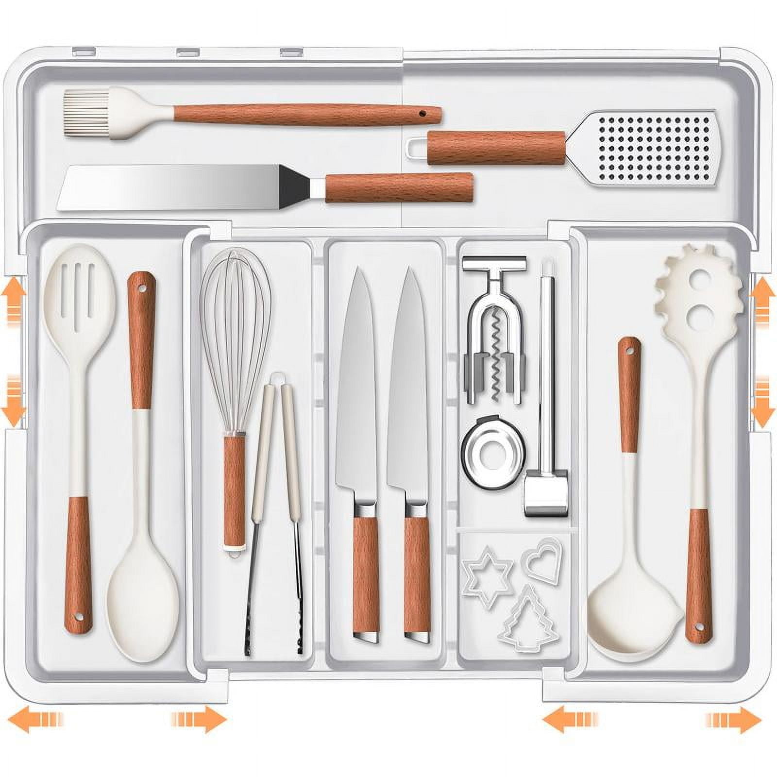 Organizer Expandable Kitchen Utensil Drawer Organizer with 9 ...