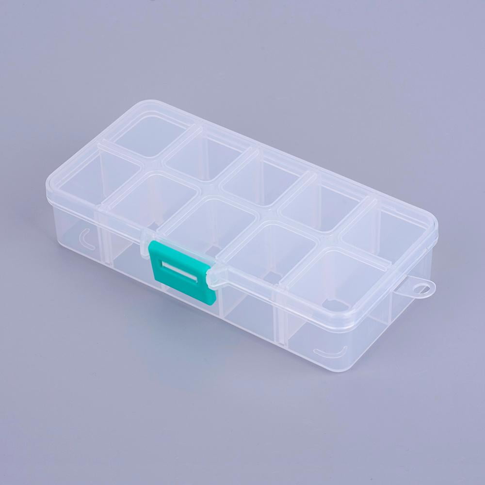 Organizer Storage Plastic Box Adjustable Dividers Boxes Rectangle White ...
