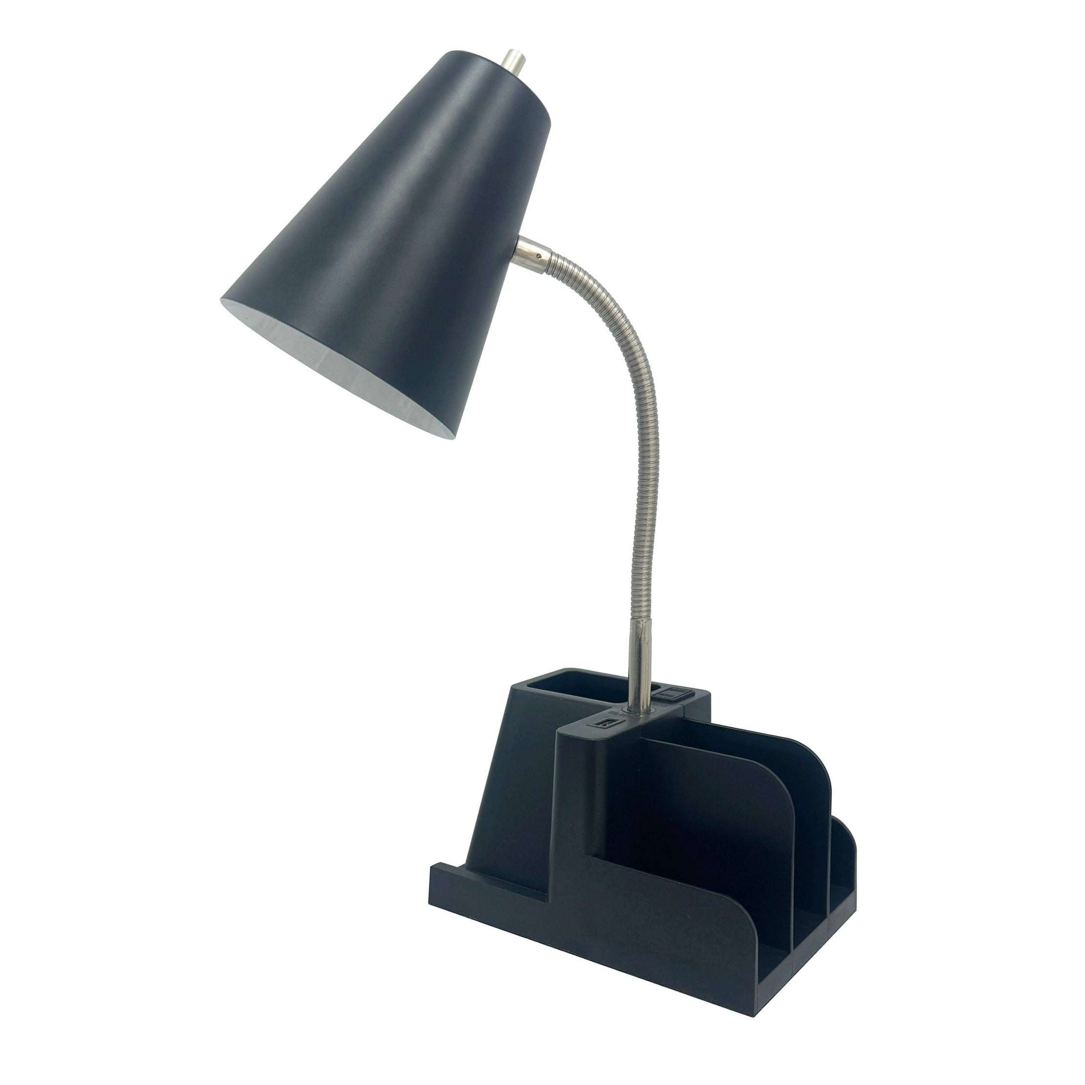 Organizer Task Lamp Black: Modern Desk Lamp with USB Port, No Assembly ...