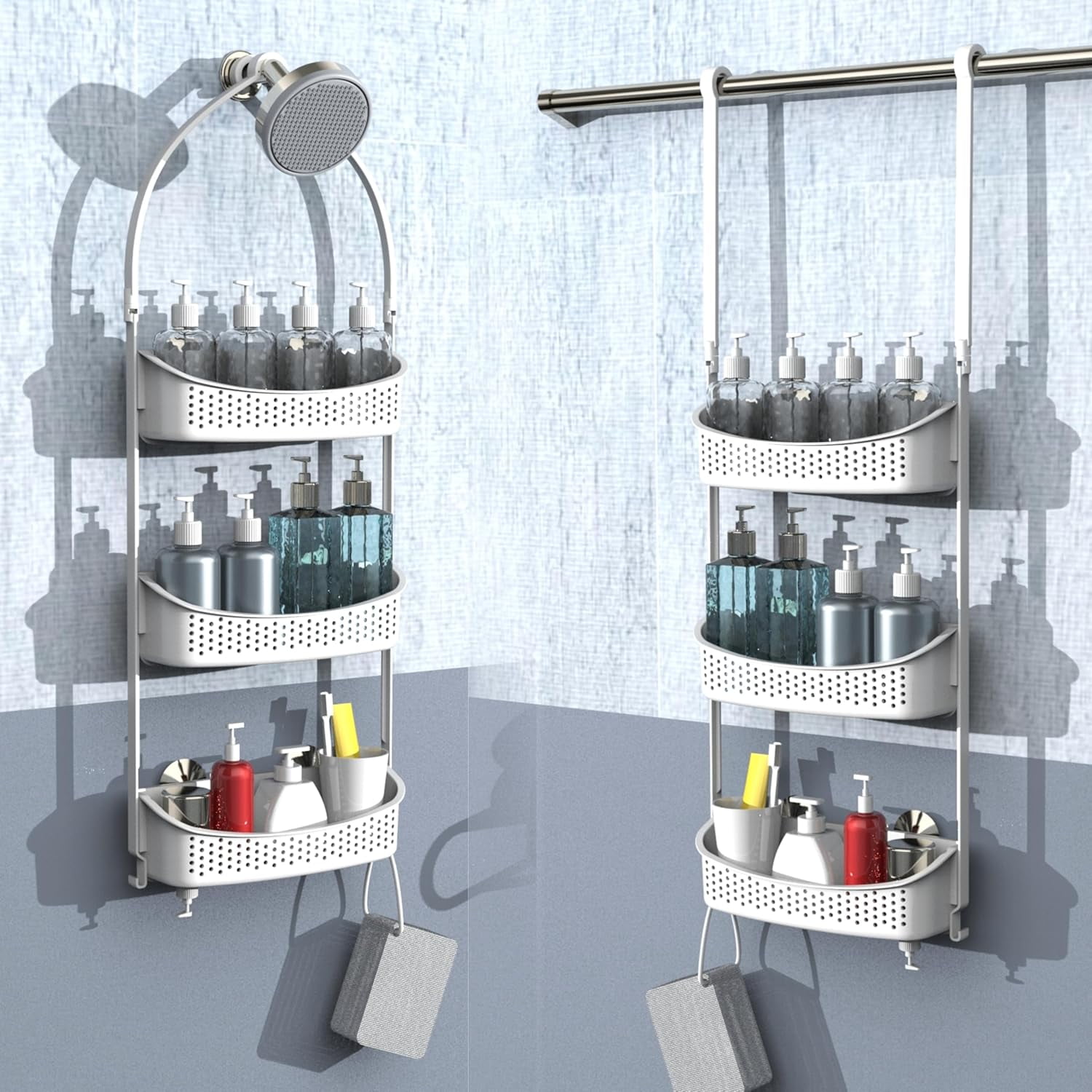 Organizer hanging; 3 tiers supper large plastic shower Bin over the ...