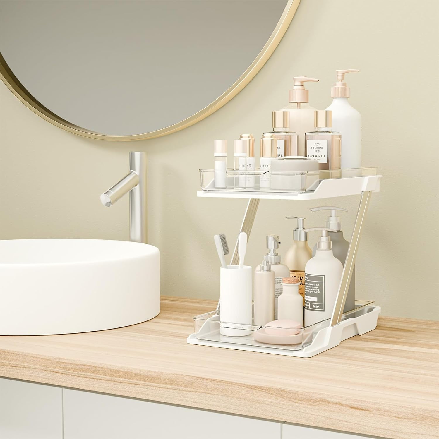 Organizers and Storage -3 Pack Multi-Purpose, 2-Tier Clear Pull Out ...