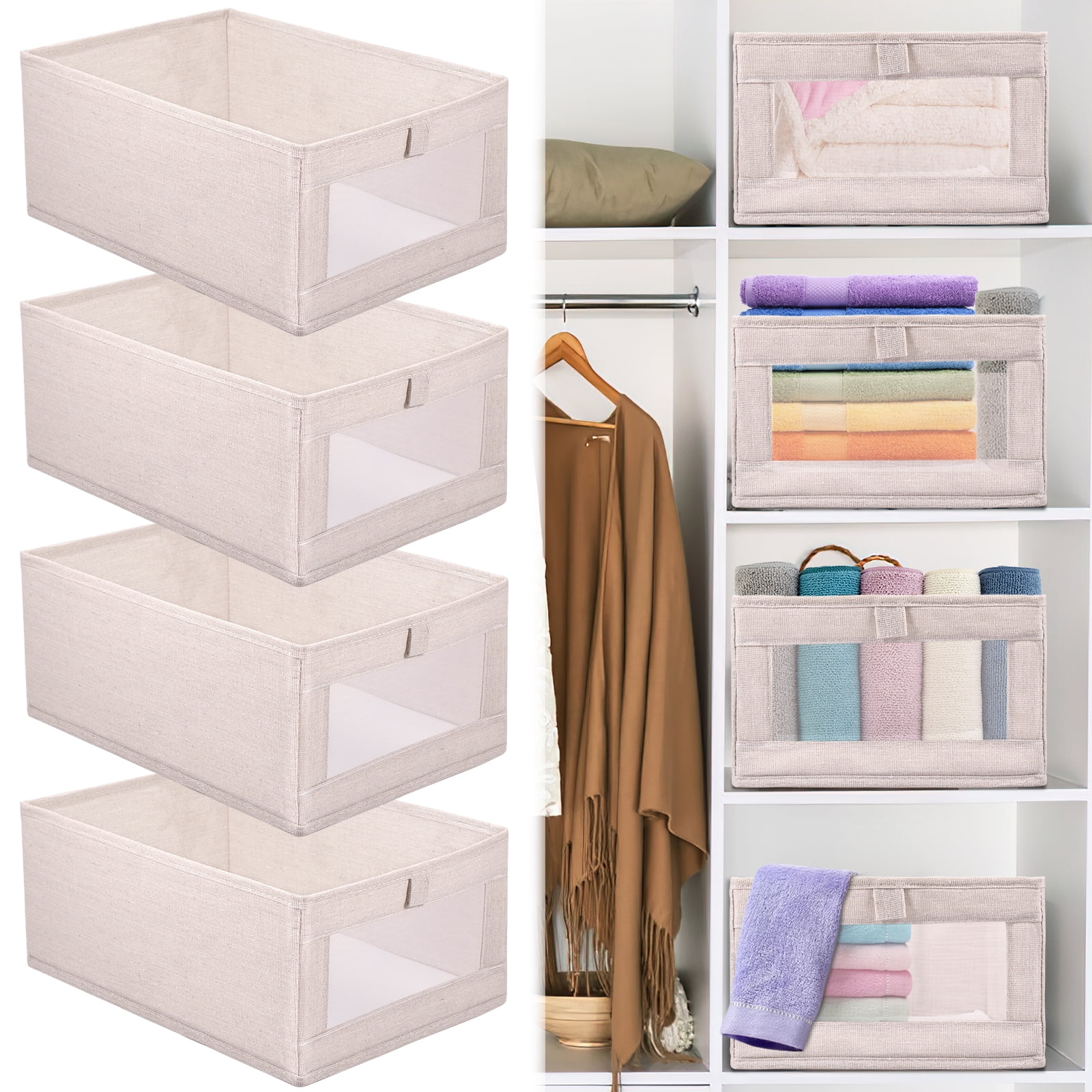 Organizers Storage, 4 Pack Closet Storage Bins Cotton And Linen Closet ...