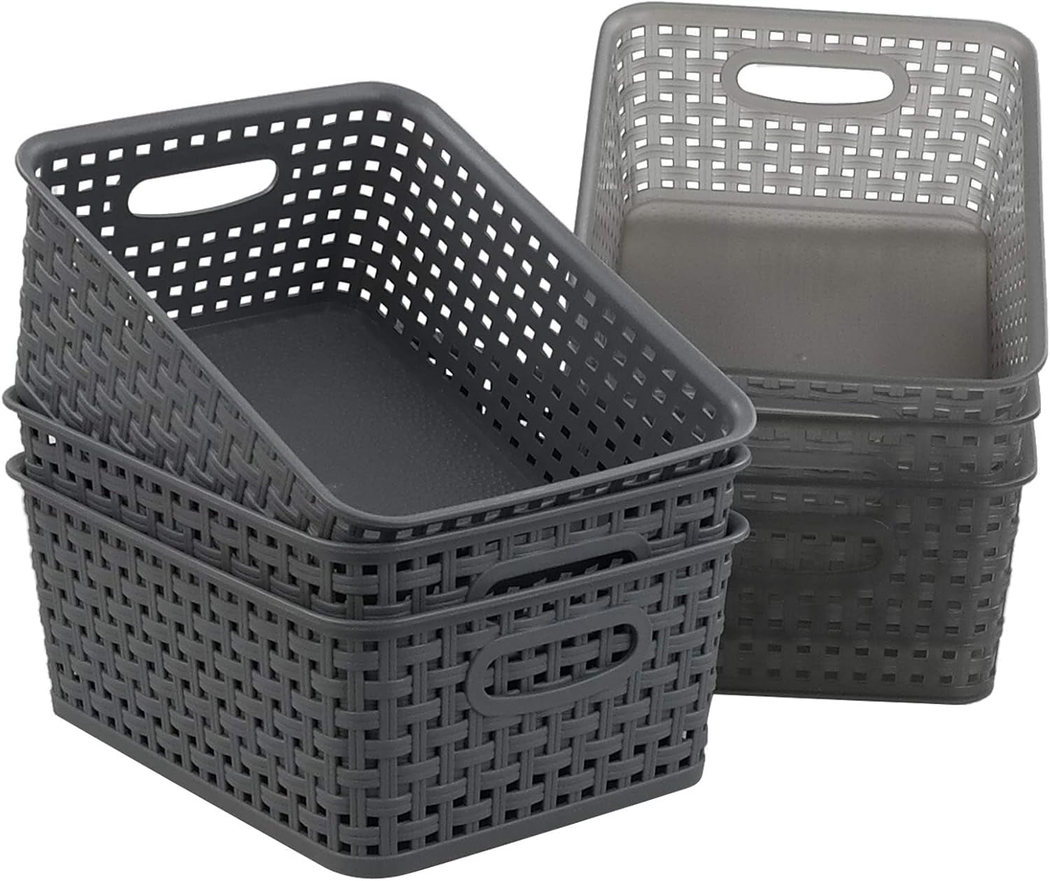 Organizing Bin: Plastic Weave Storage Basket, Handle Design, Woven ...